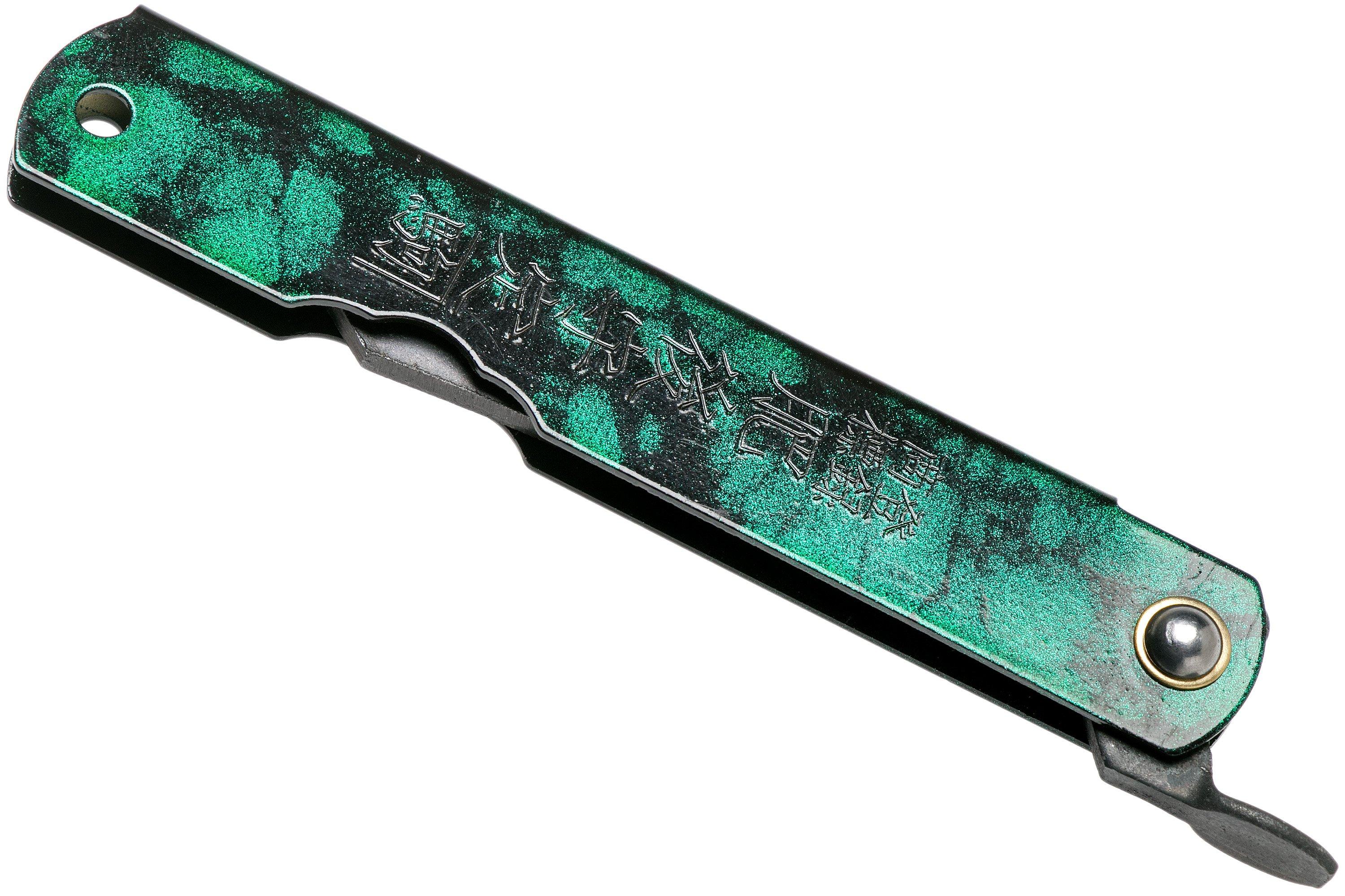 Higonokami pocket knife 7.3 cm HIGOCJB, Blue paper steel, Jade Black ...