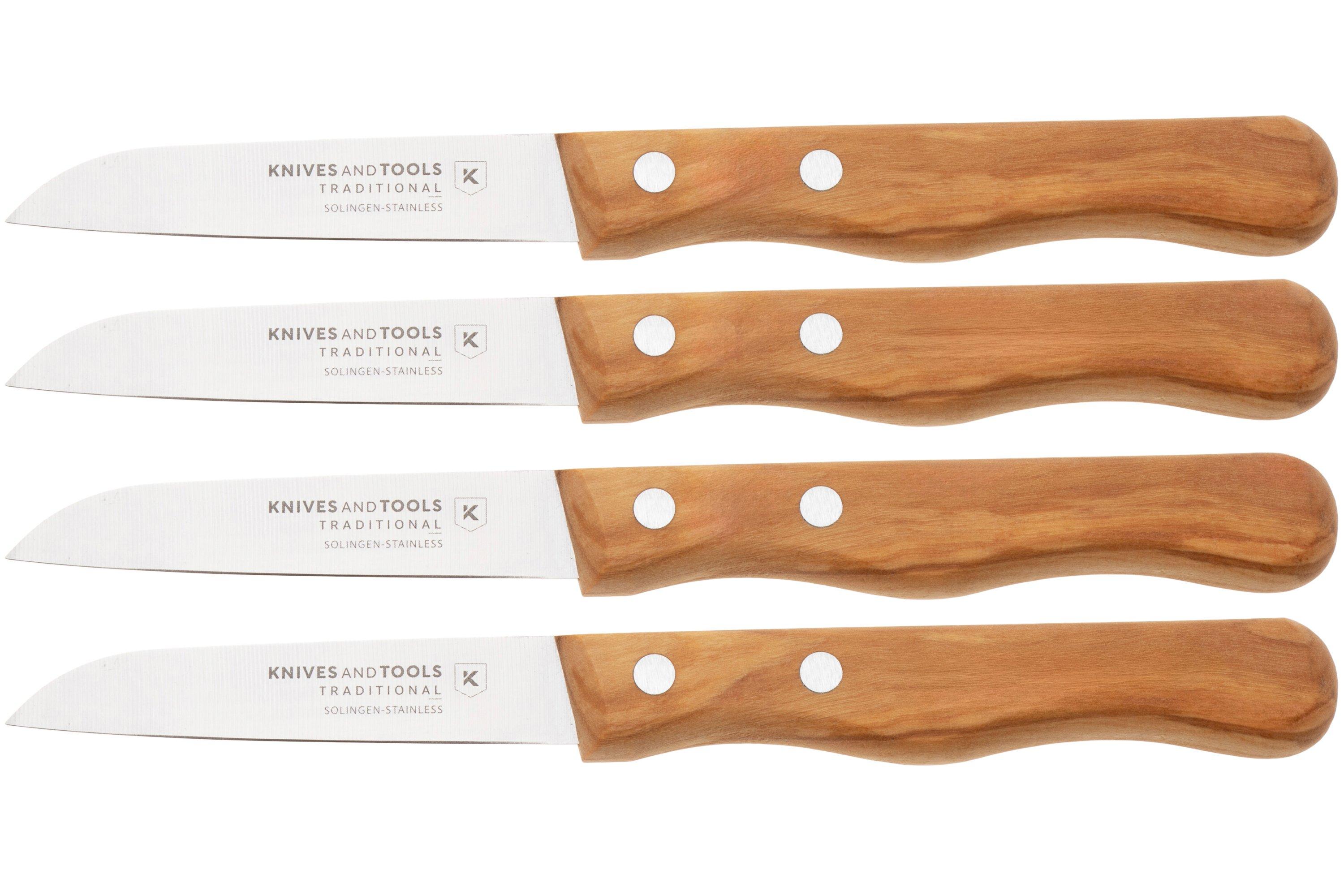 Knivesandtools Traditional Paring Knife, stainless steel, olive wood, 4 ...