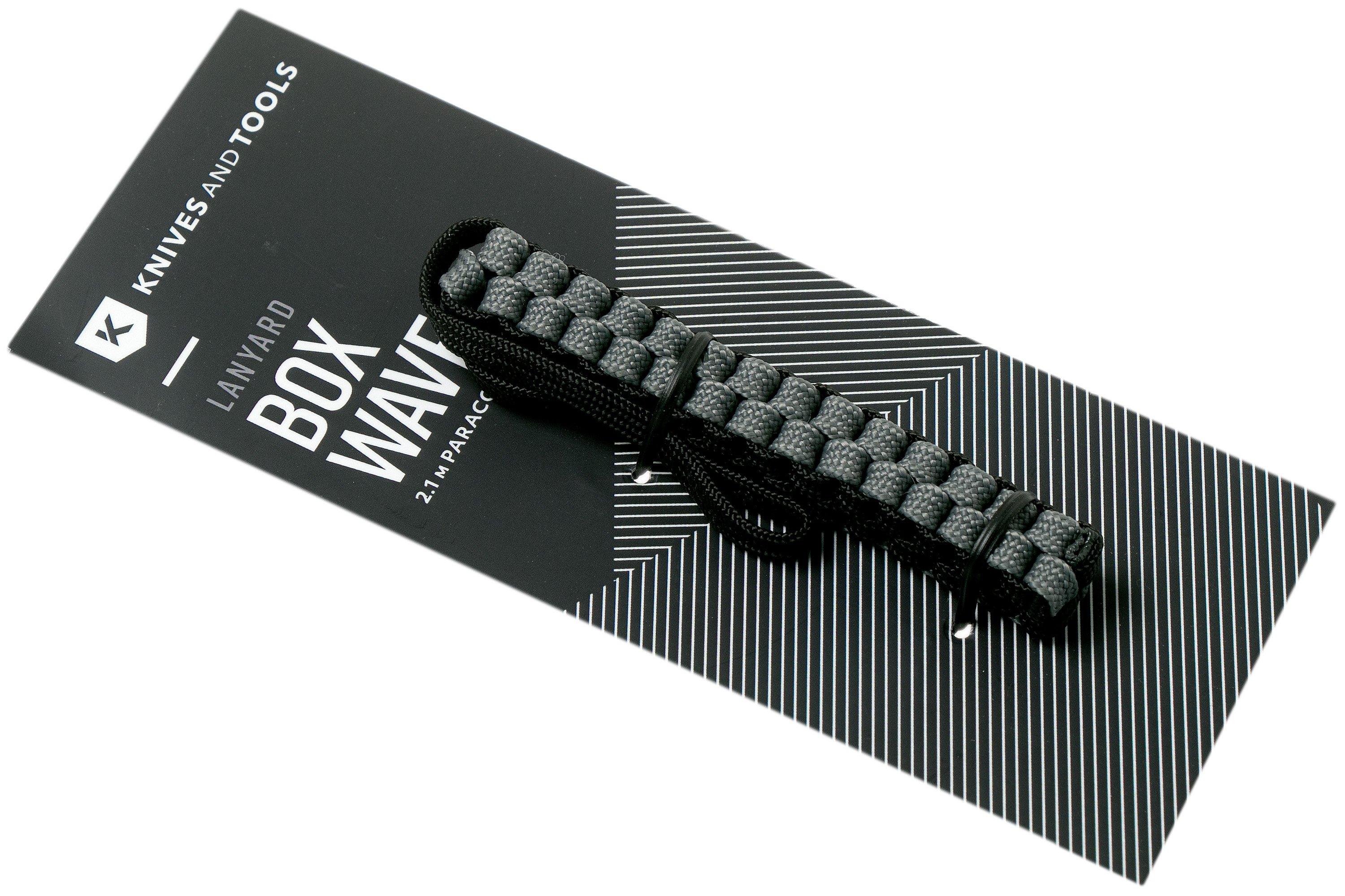 Knivesandtools paracord lanyard box wave, black + grey | Advantageously ...