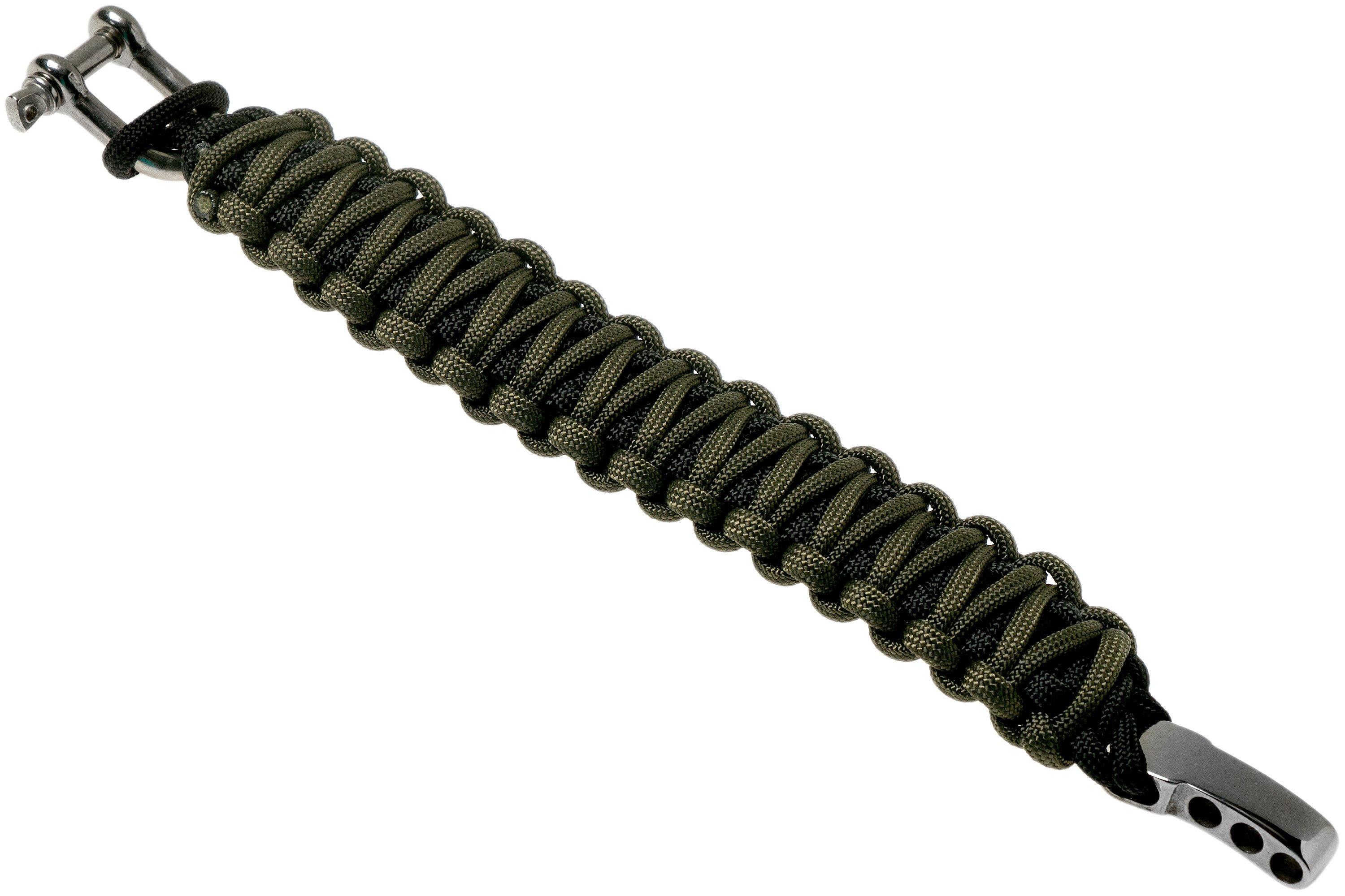 Knivesandtools paracorde bracelet double cobra wave black army green longueur interne 21 5 cm Achetez a prix avantageux chez knivesandtools