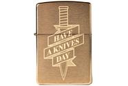 Knivesandtools Zippo Brass Brushed Knife Bronzo Accendino Fare