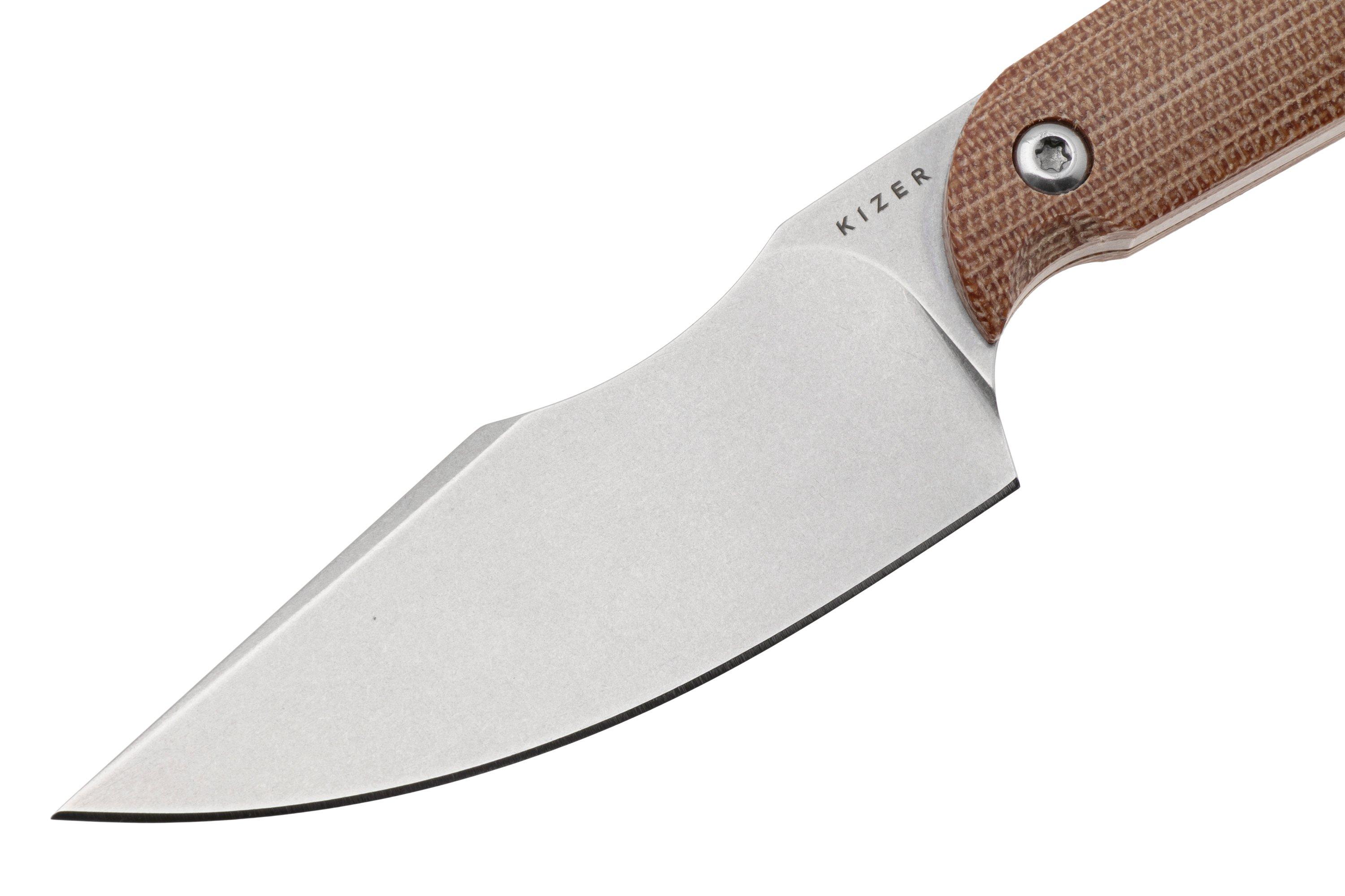 Kizer Harpoon Mini 1040S7, Satin AEB-L, Brown Micarta, fixed knife ...