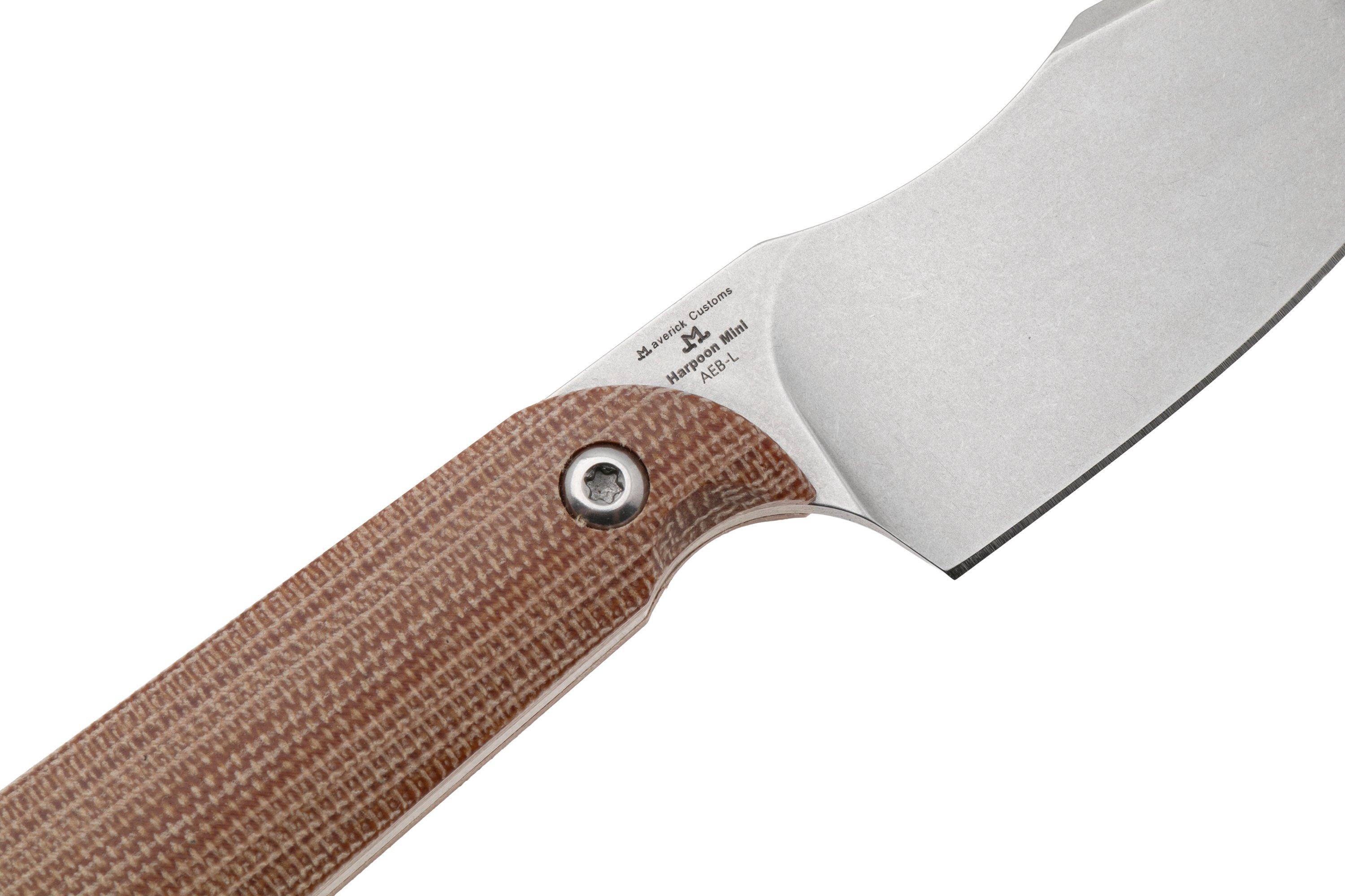 Kizer Harpoon Mini 1040S7, Satin AEB-L, Brown Micarta, fixed knife ...