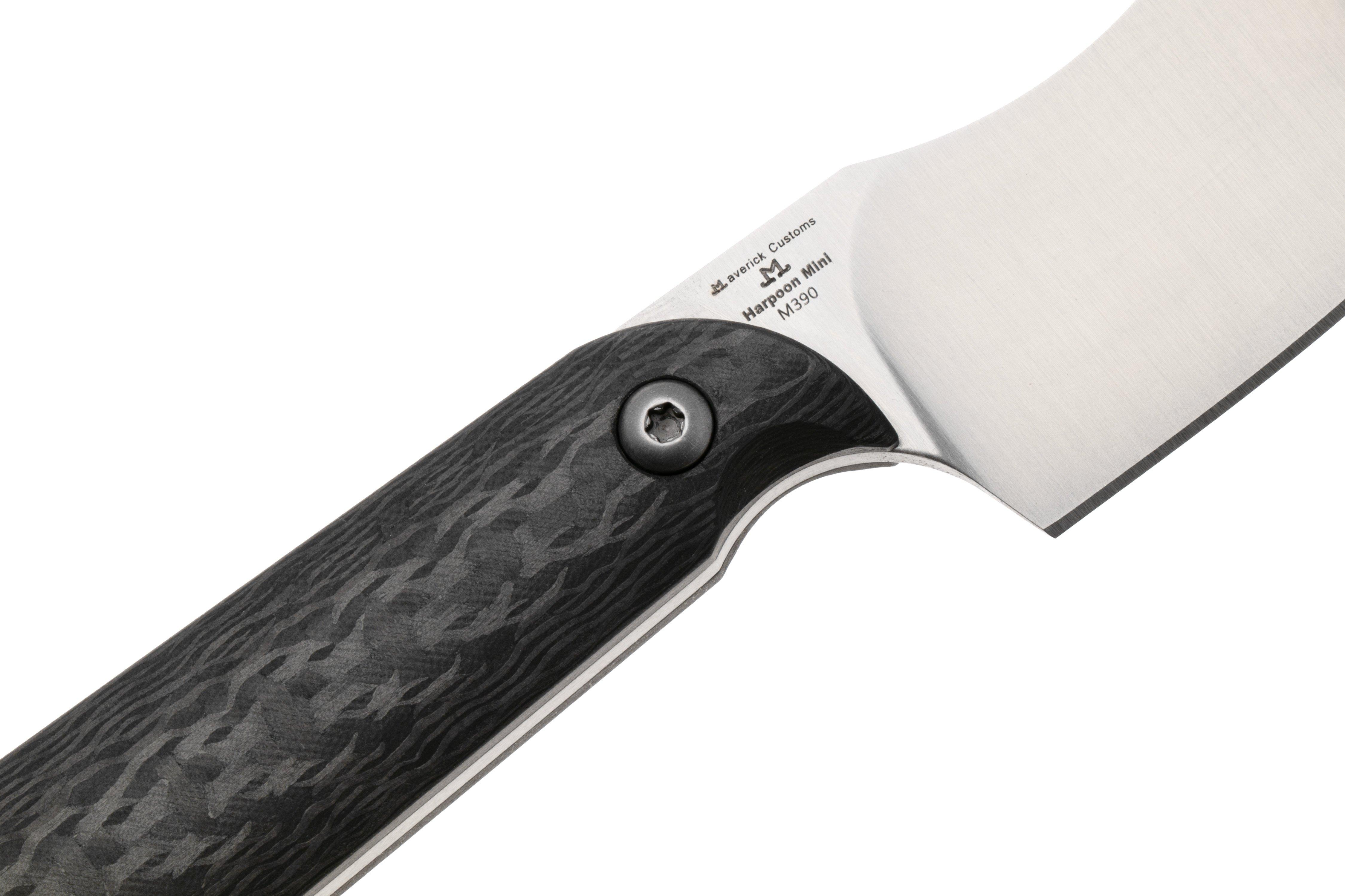 Kizer Harpoon Mini 1040S8 Satin M390, Black Carbon Fiber fixed knife ...