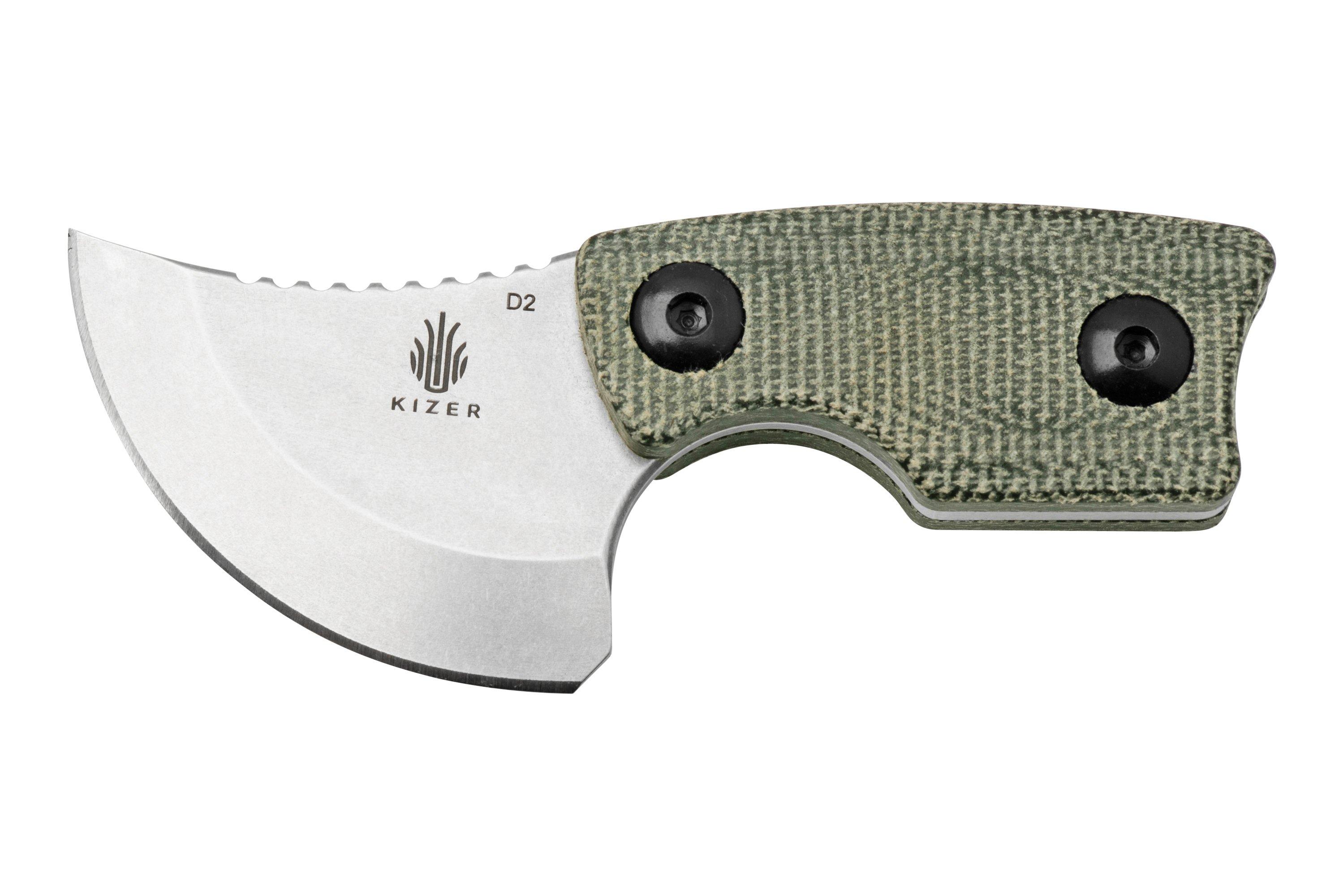 Kizer Rocker 1051A1 Micarta, D2 staal, neck knife, Dirk Pinkerton ...