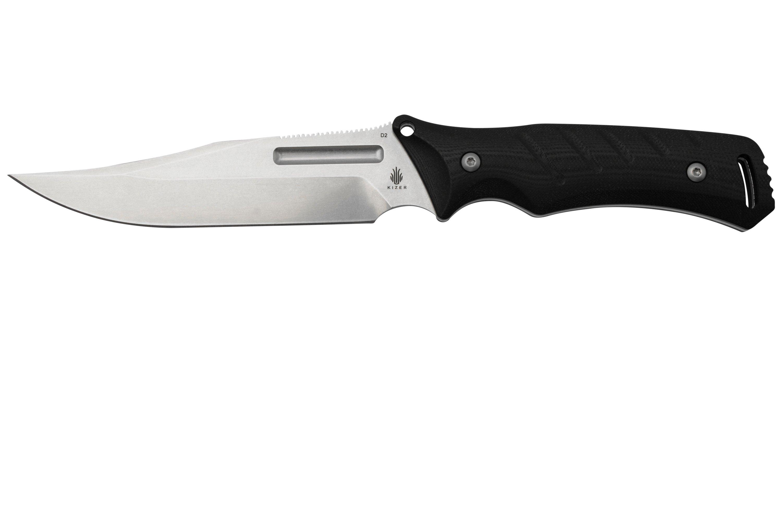 Kizer 1053A1 Sou'wes' 1053A1 Stonewashed D2, Black G10, hunting knife ...
