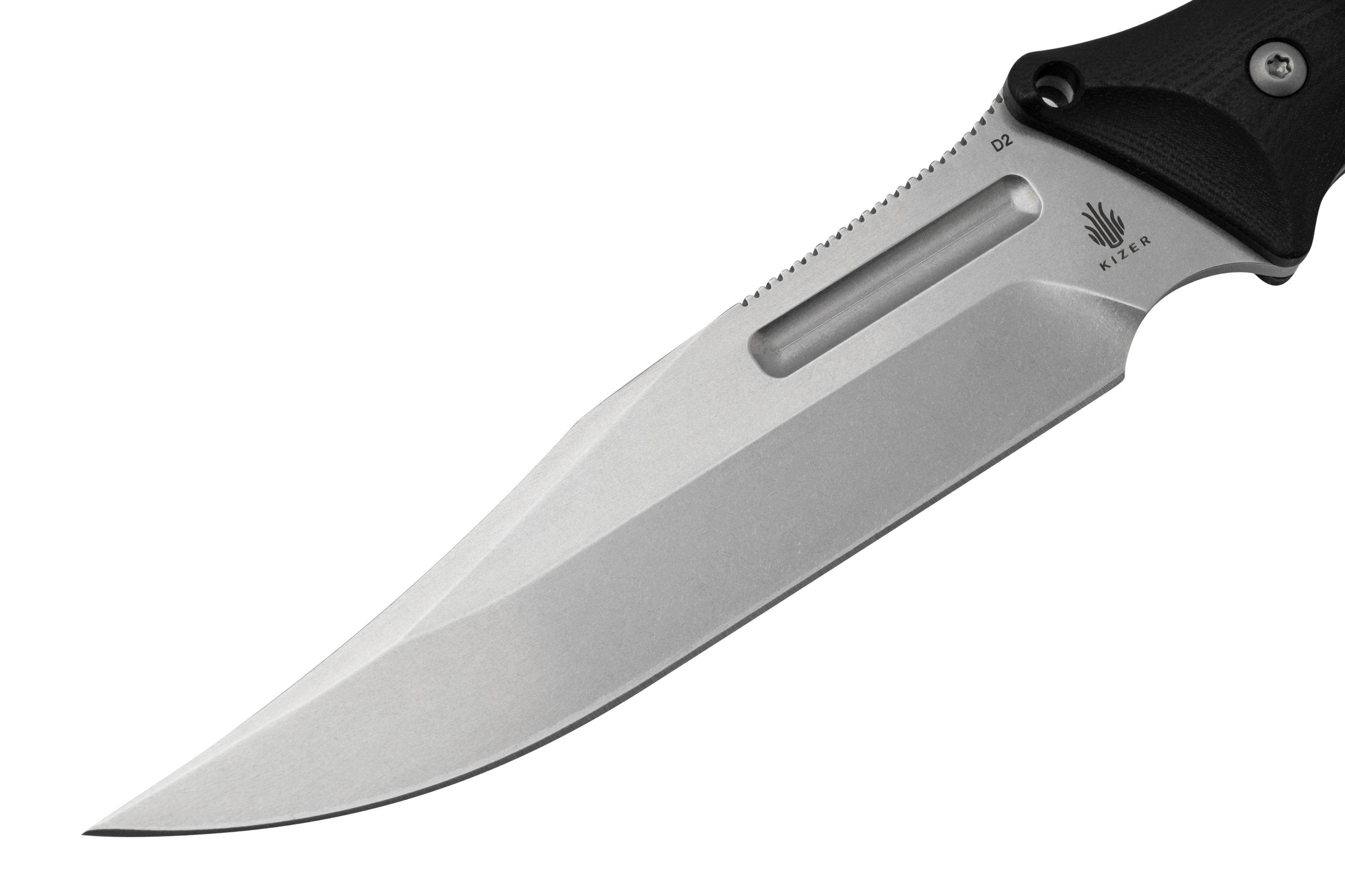 Kizer 1053A1 Sou'wes' 1053A1 Stonewashed D2, Black G10, hunting knife ...