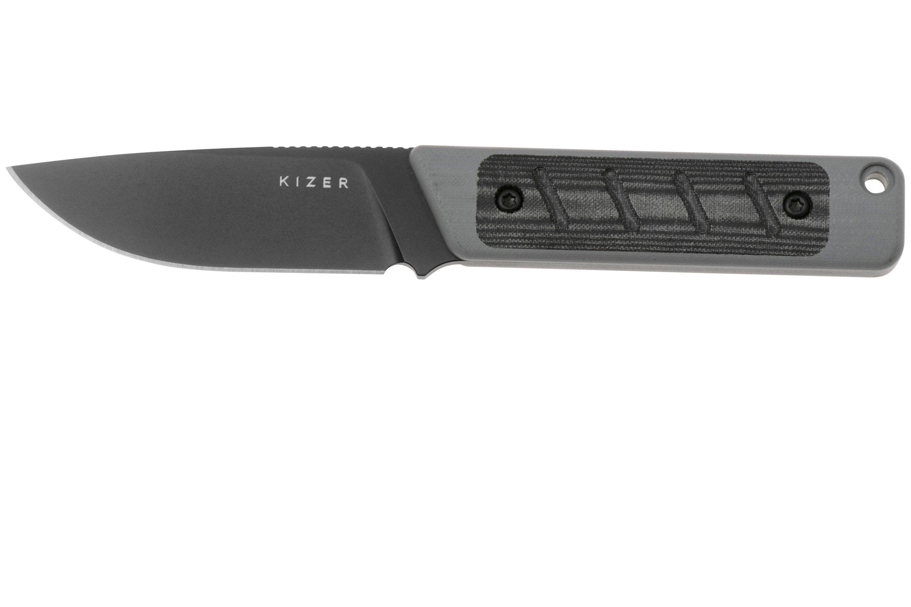 Kizer Smolt K1063A1, Black 3V, Grey G10/Black Micarta Inlay coltello ...