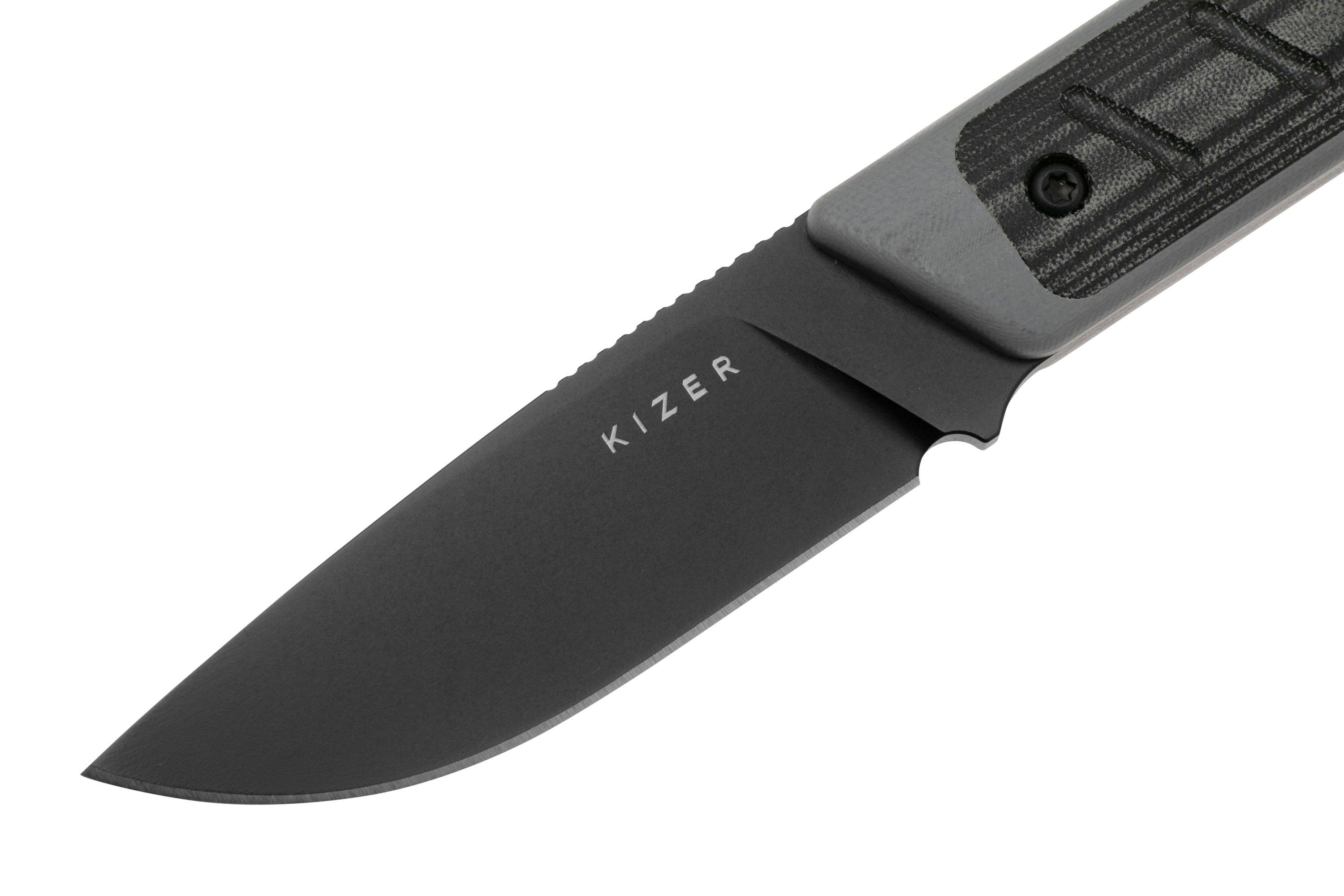 Kizer Smolt K1063A1, Black 3V, Grey G10/Black Micarta Inlay coltello ...