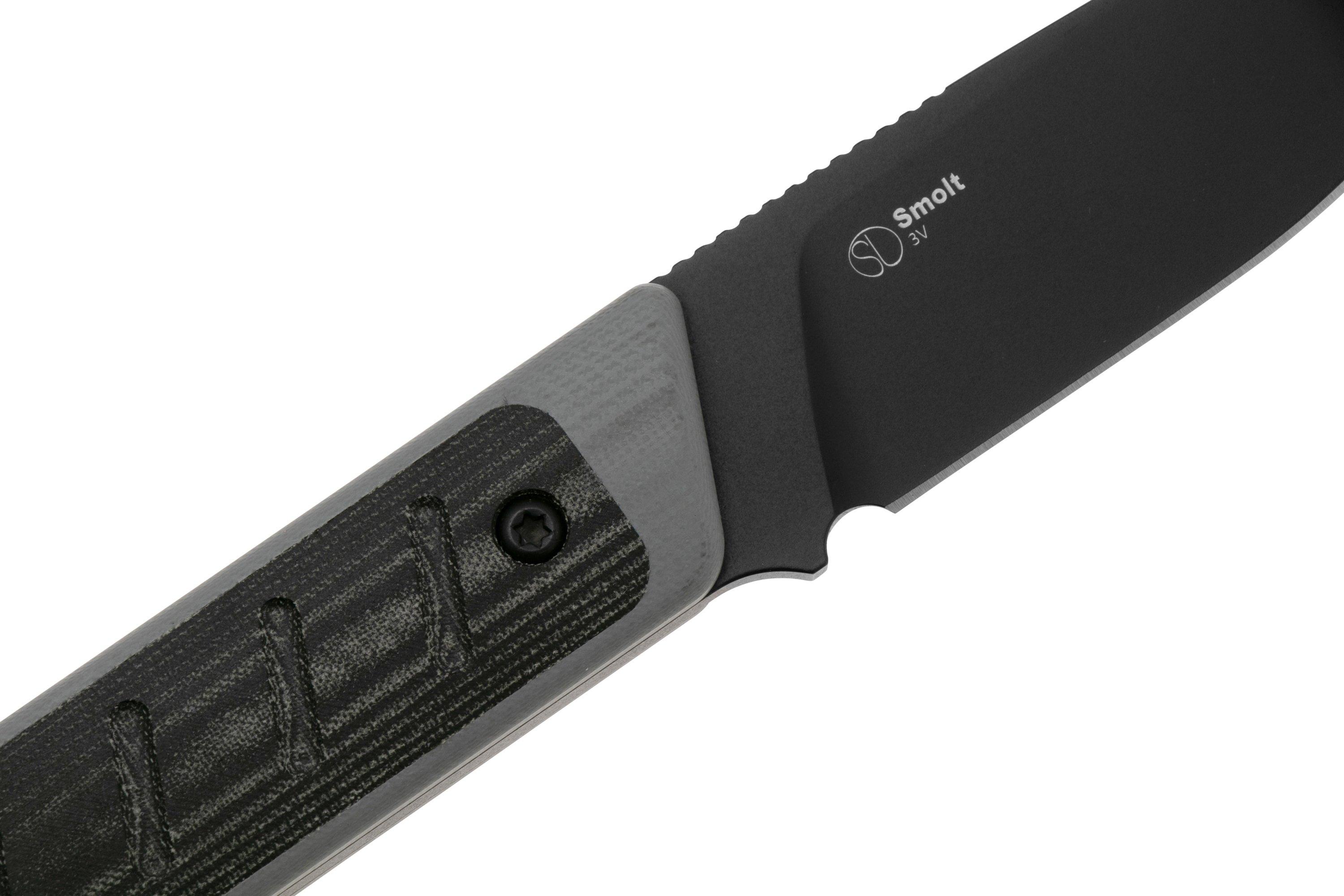 Kizer Smolt K1063A1, Black 3V, Grey G10/Black Micarta Inlay fixed knife ...