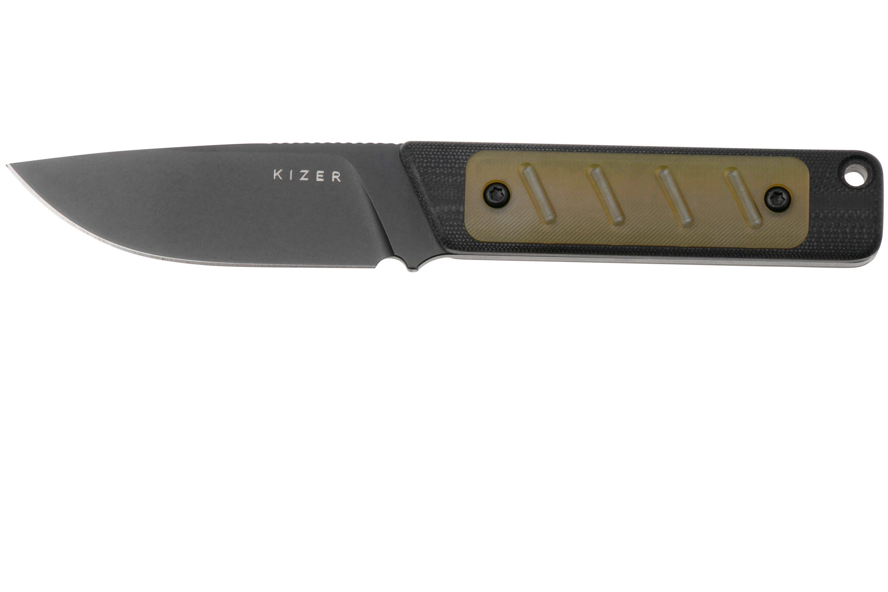 Kizer Smolt K1063A4, Black D2, Black G10/PEI Inlay vaststaand mes ...