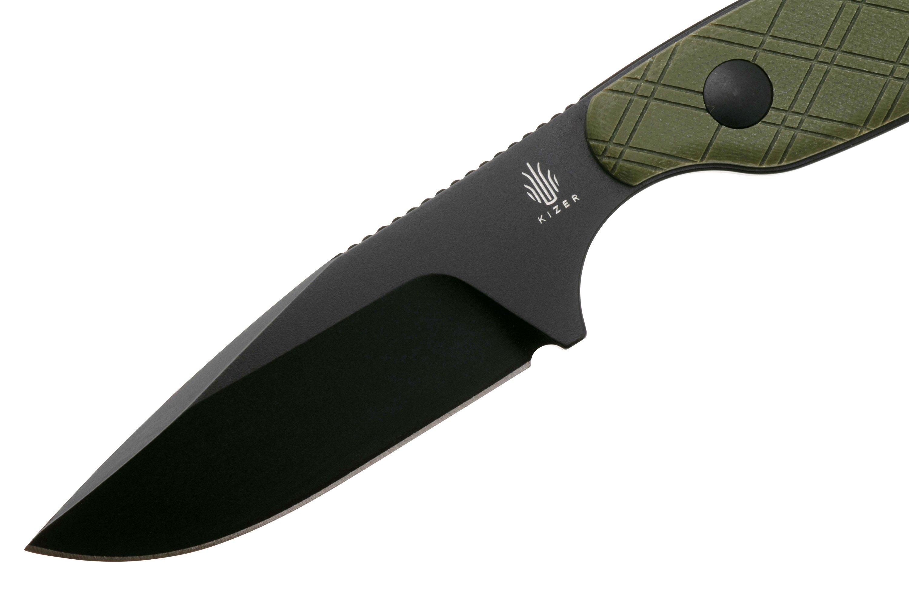Kizer Vanguard Muskrat KZ1064A1 Black D2, Green G10, fixed knife, Derek ...