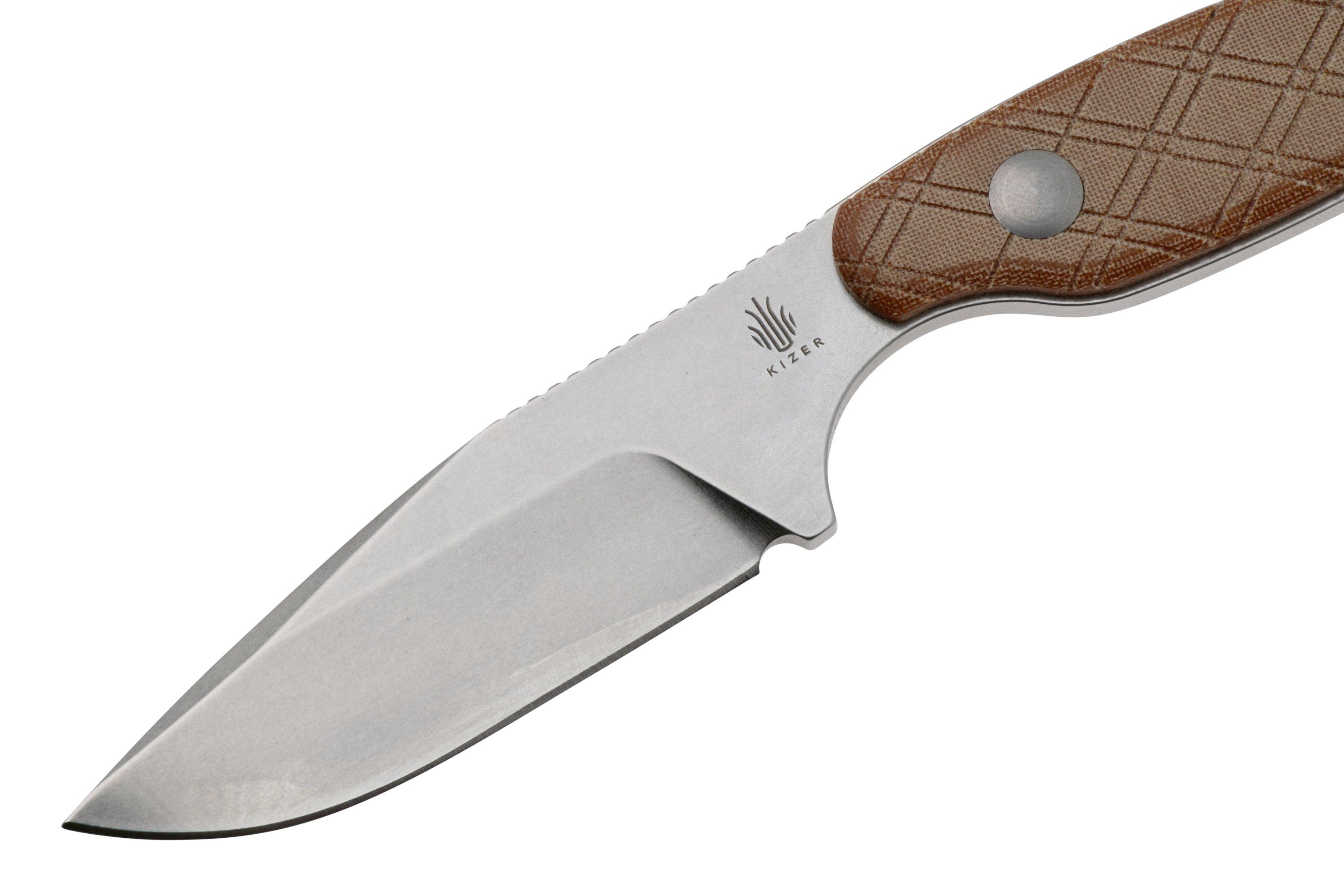 Kizer Vanguard Muskrat KZ1064C1 Stonewash 154CM, Natural Micarta, fixed ...