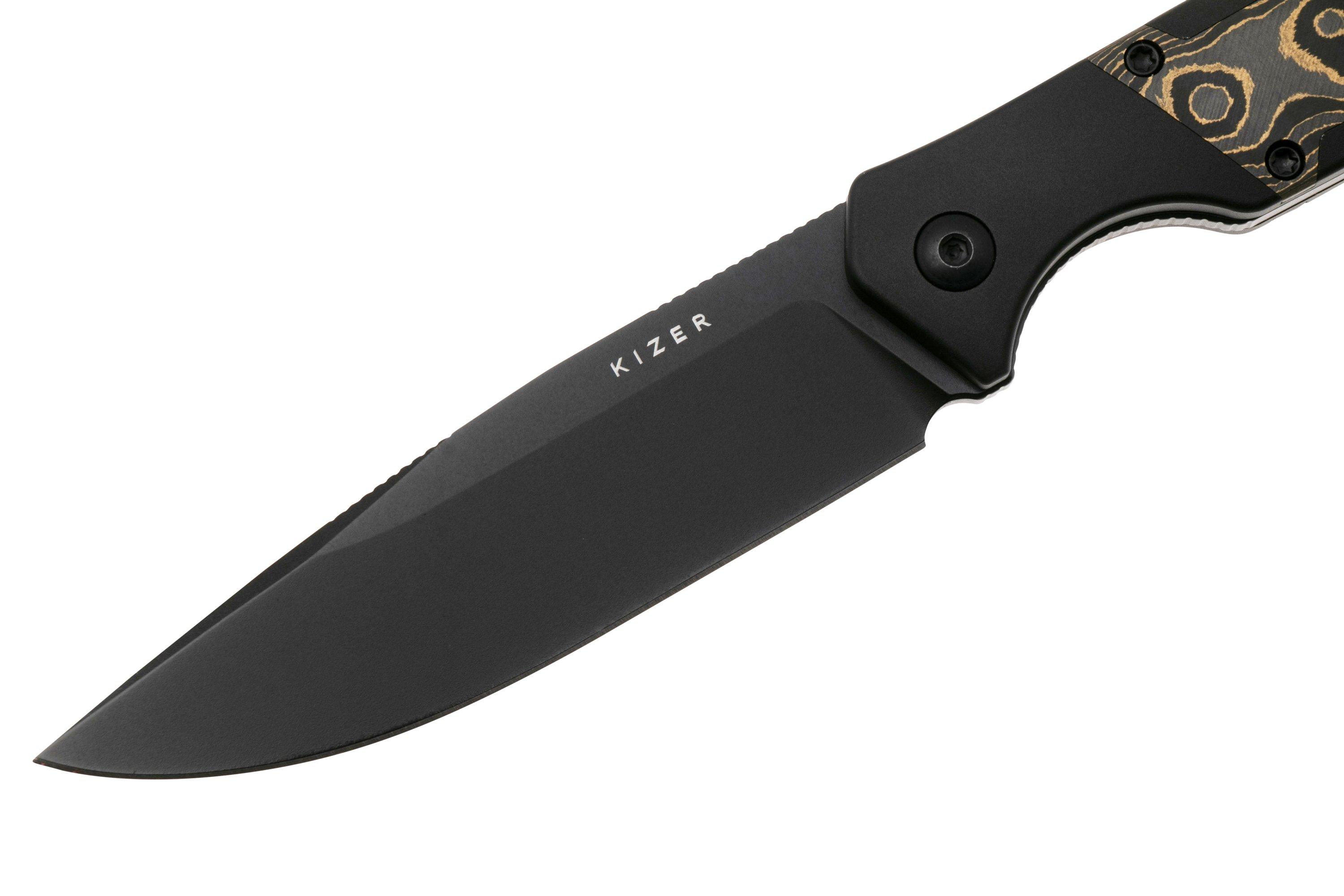 Kizer Militaw KZ1067A1 Black CPM S35VN, Black Aluminium, Gold Camo ...