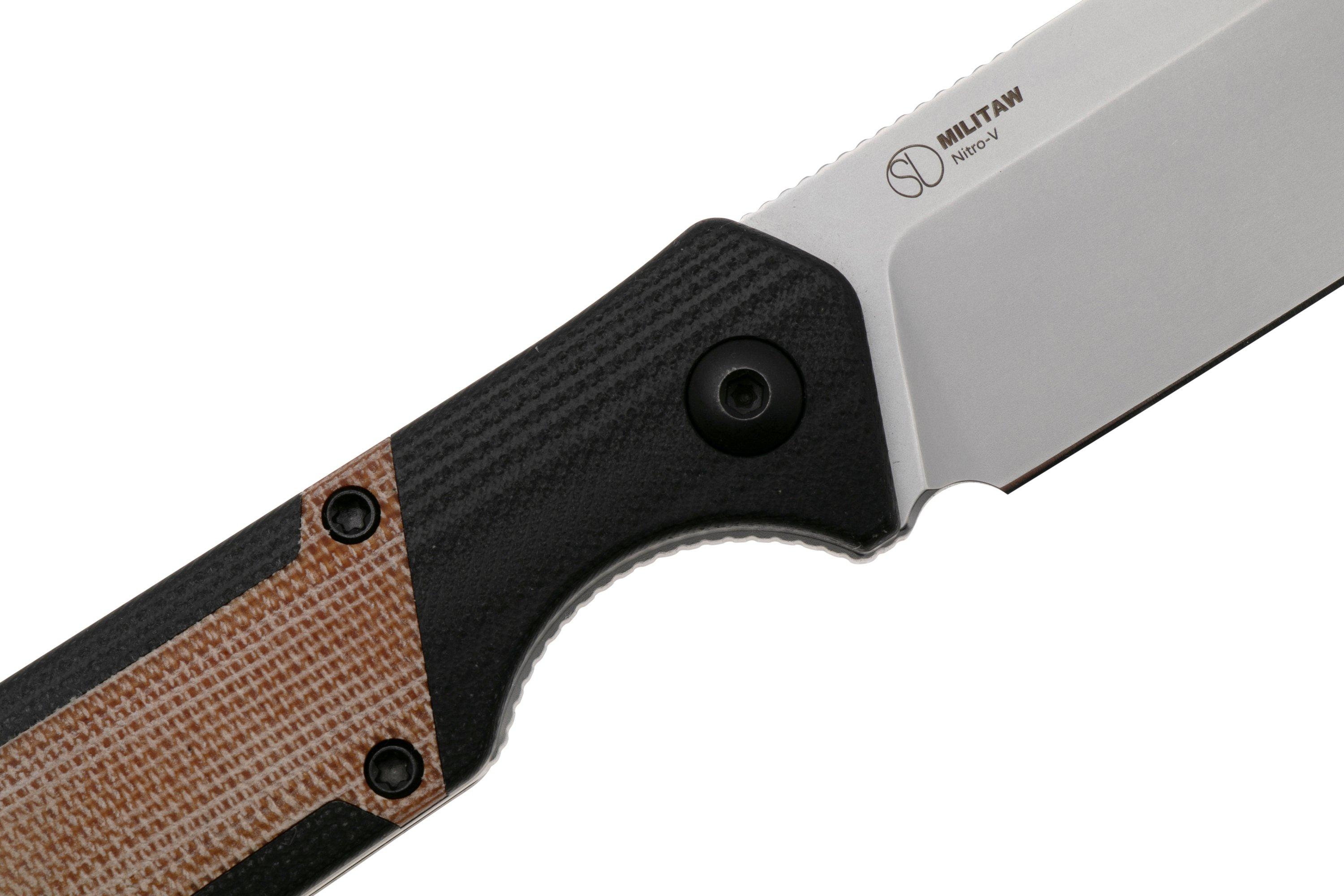 Kizer Militaw KZ1067A2 Satin Nitro-V, Black G10, Natural Micarta Inlay ...