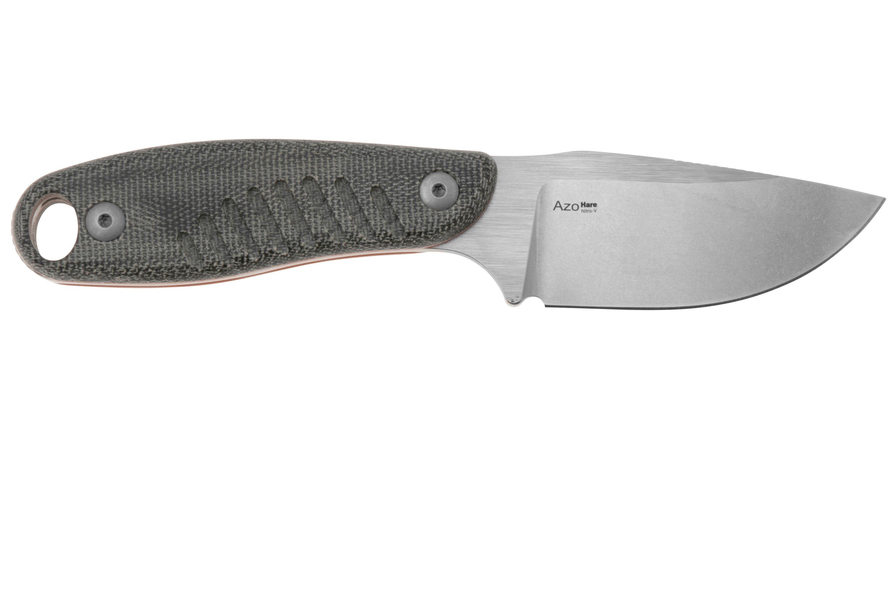 Kizer Hare 1077A2 Stonewashed Nitro-V, Black Micarta/Orange G10 fixed ...