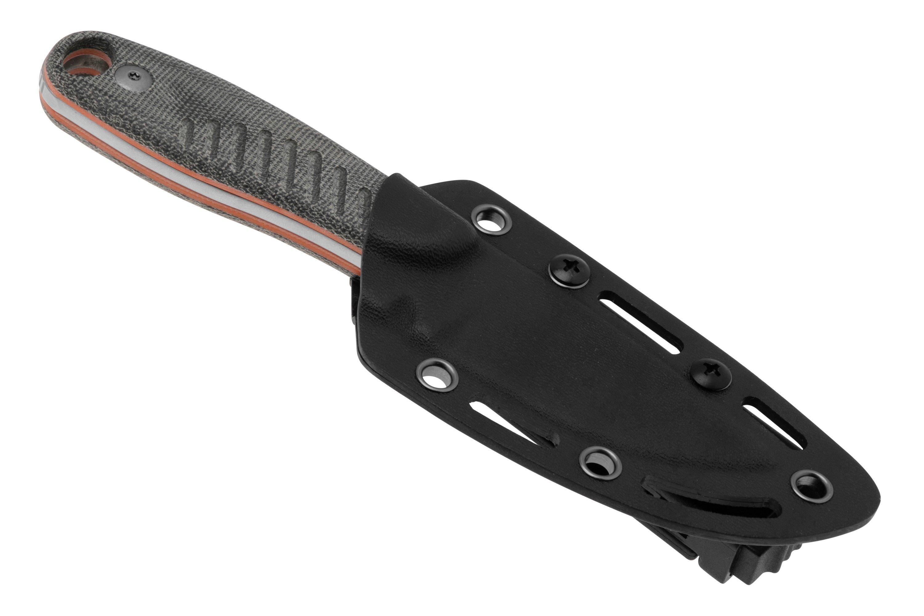 Kizer Hare 1077A2 Stonewashed Nitro-V, Black Micarta/Orange G10 fixed ...