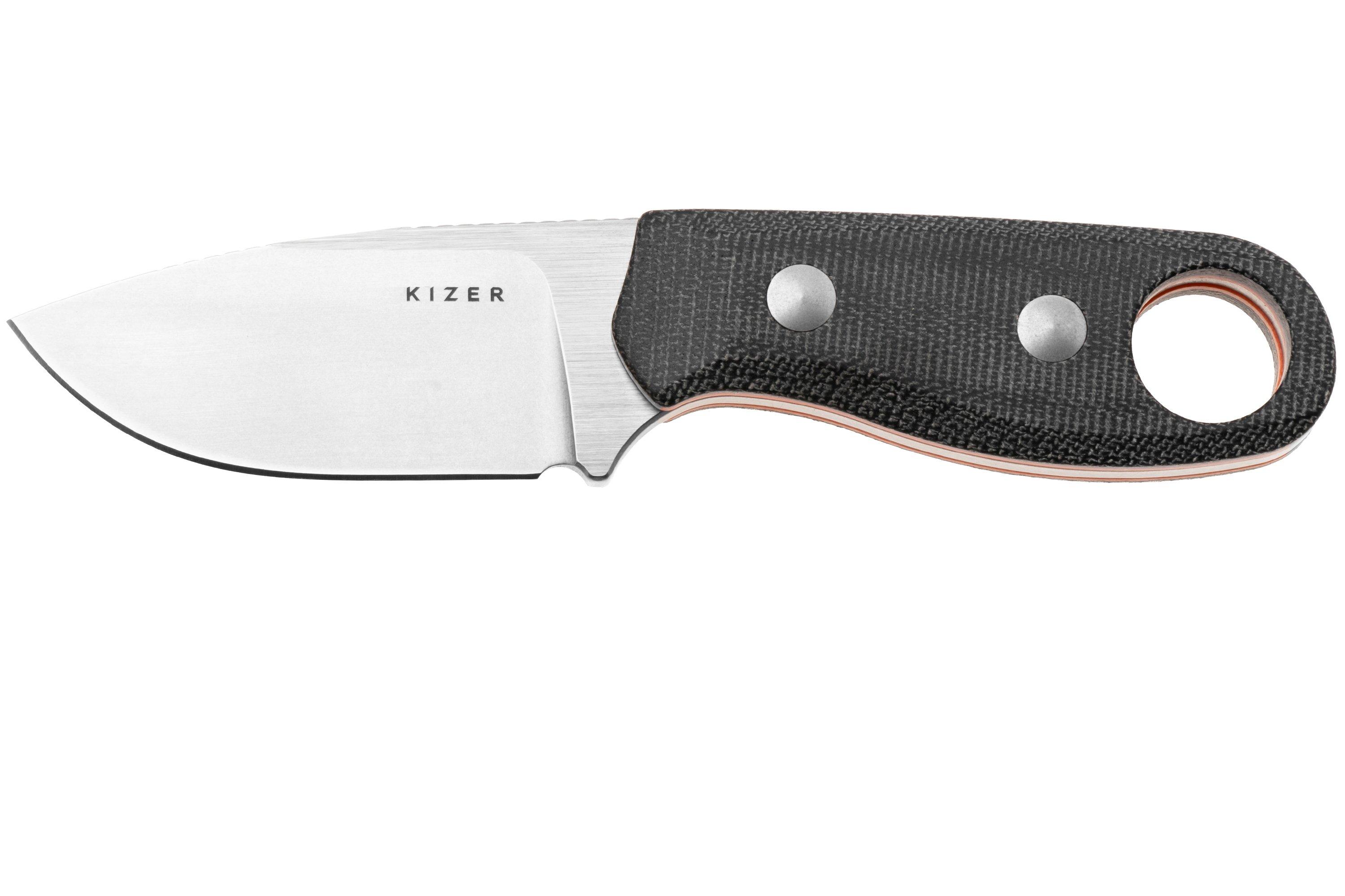 Kizer Beaver 1078A2 Stonwashed Nitro-V, Black Micarta, fixed knife ...