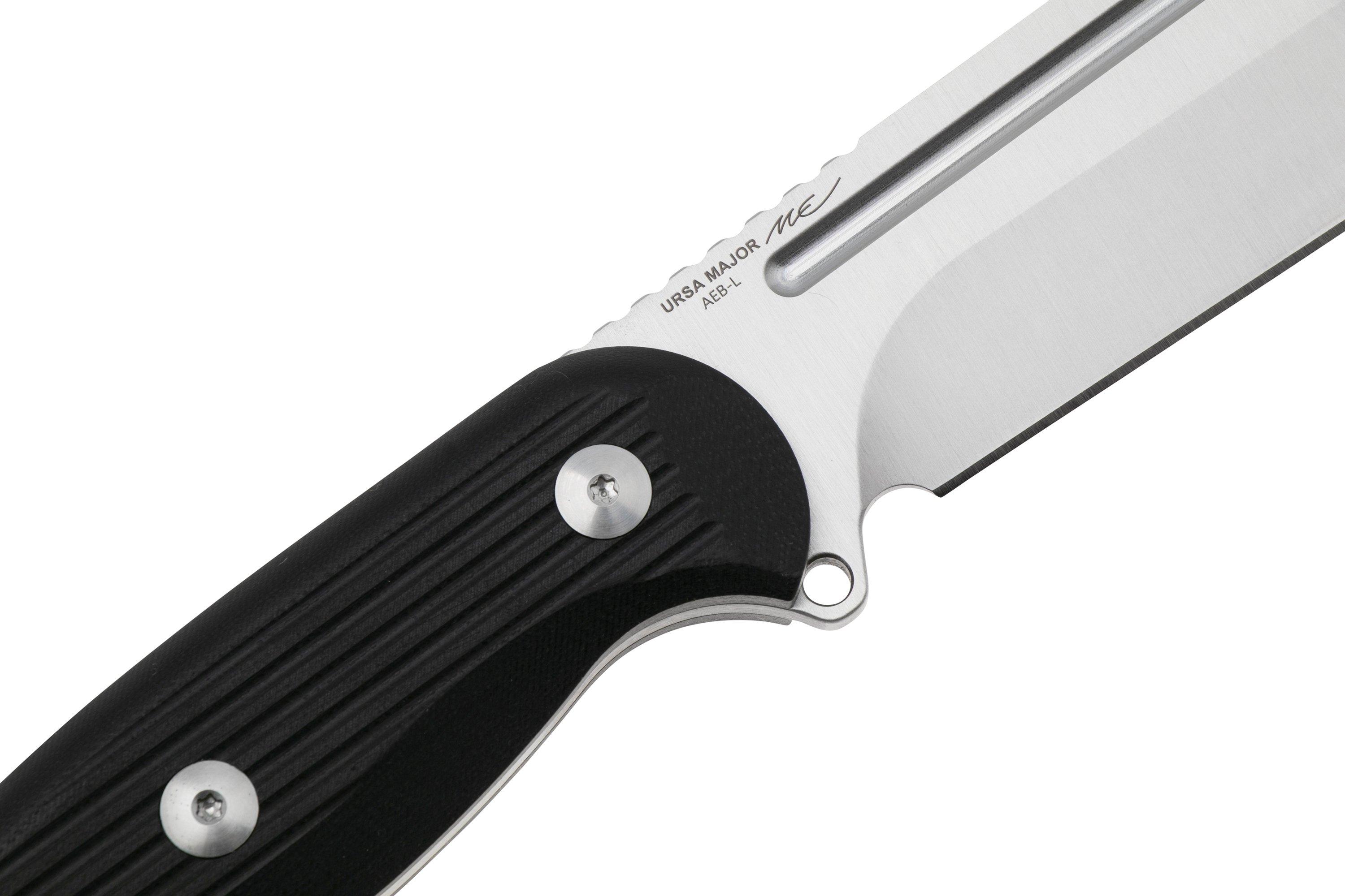Kizer Ursa Major 1082A1, Satin AEB-L, Black G10, vaststaand mes, Maksim ...