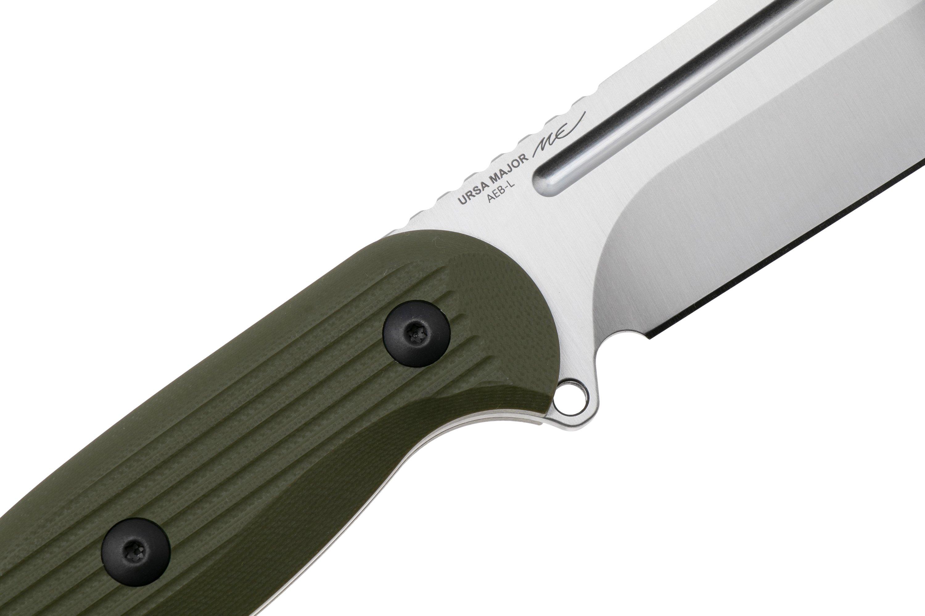 Kizer Ursa Major 1082A2, Satin AEB-L, Olive Green G10, vaststaand mes ...
