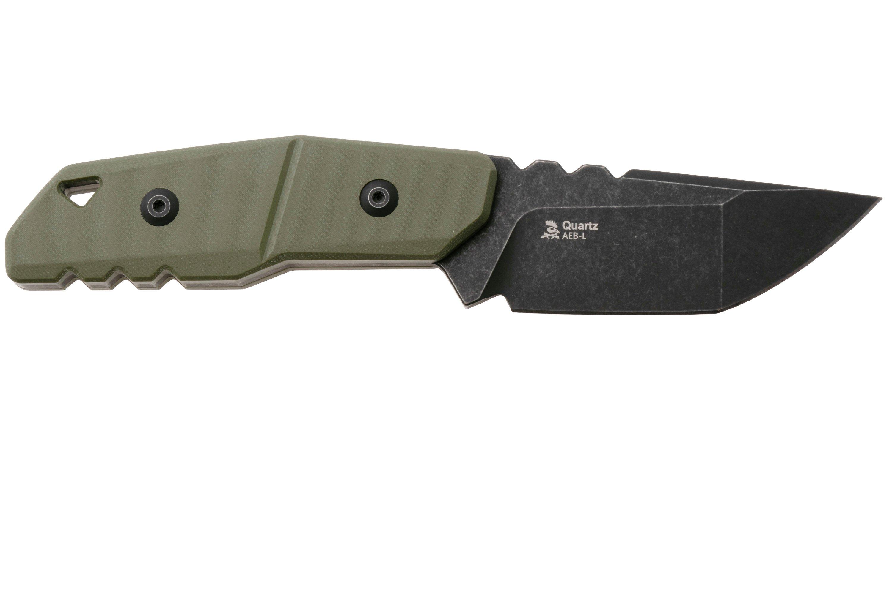 Kizer Vanguard Quartz 1086A1 Blackwashed AEB-L, OD Green G10, fixed ...
