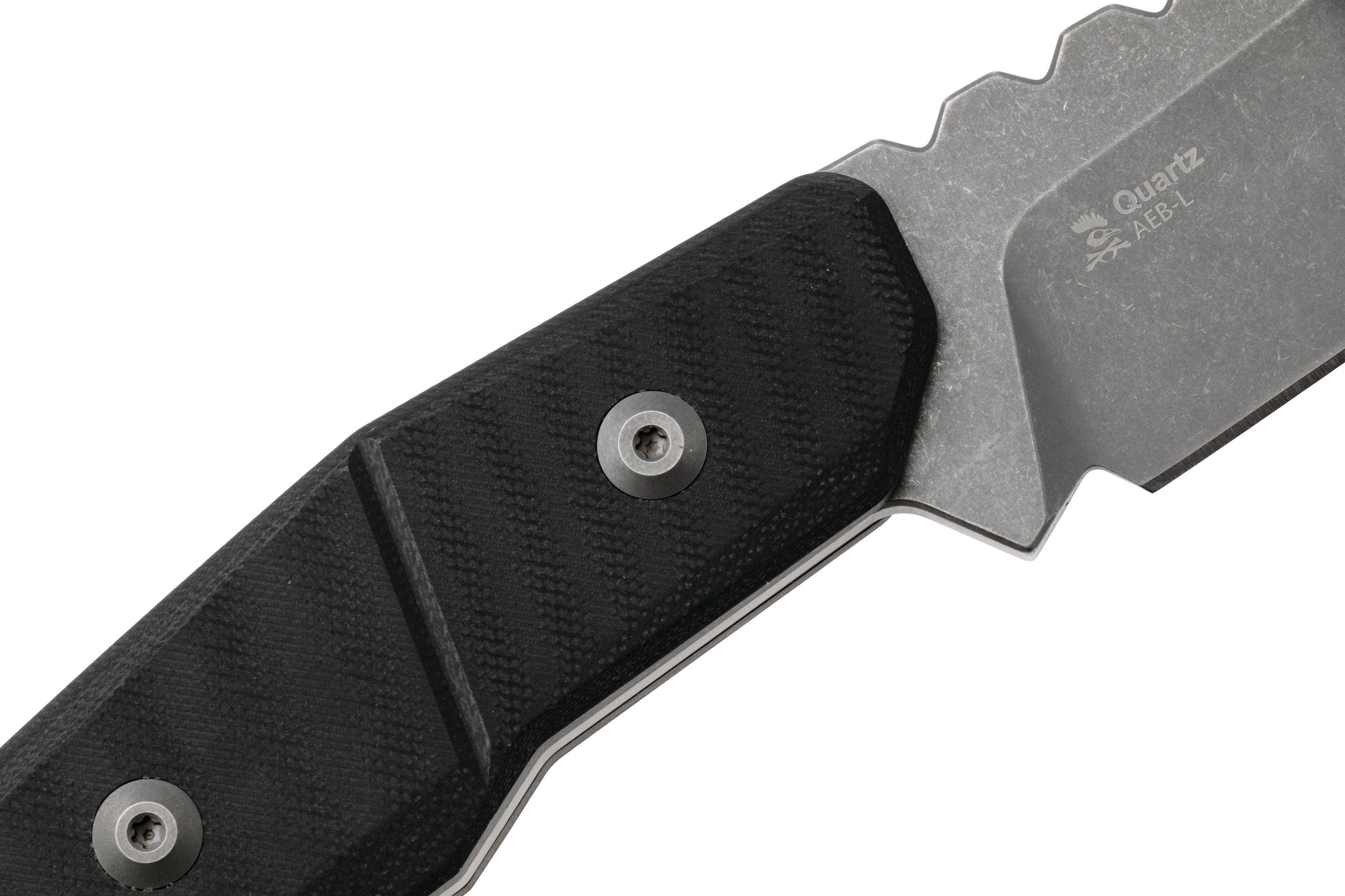 Kizer Vanguard Quartz 1086A2 Stonewashed PVD AEB-L, Black G10, fixed ...