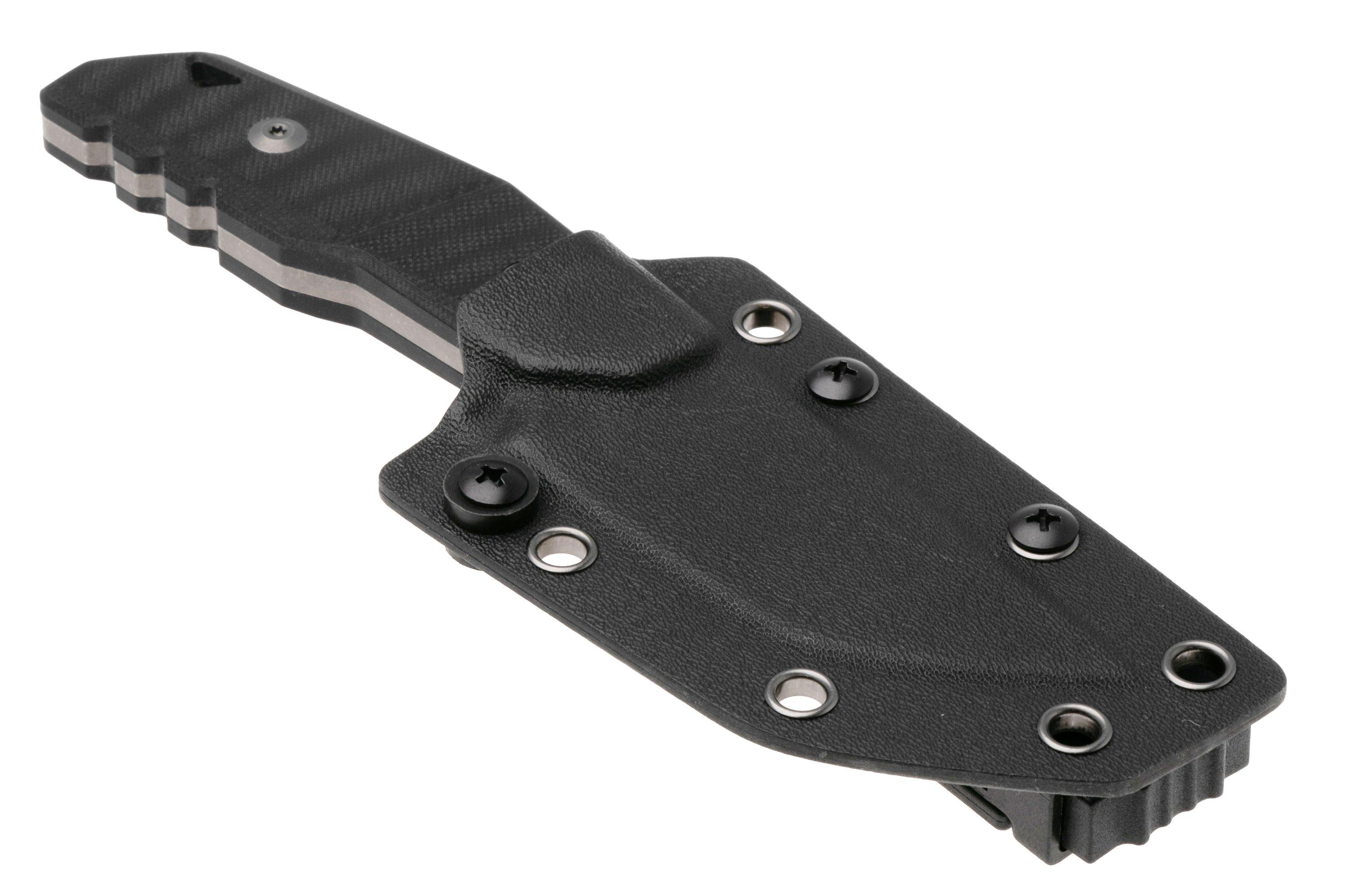 Kizer Vanguard Quartz 1086A2 Stonewashed PVD AEB-L, Black G10, fixed ...