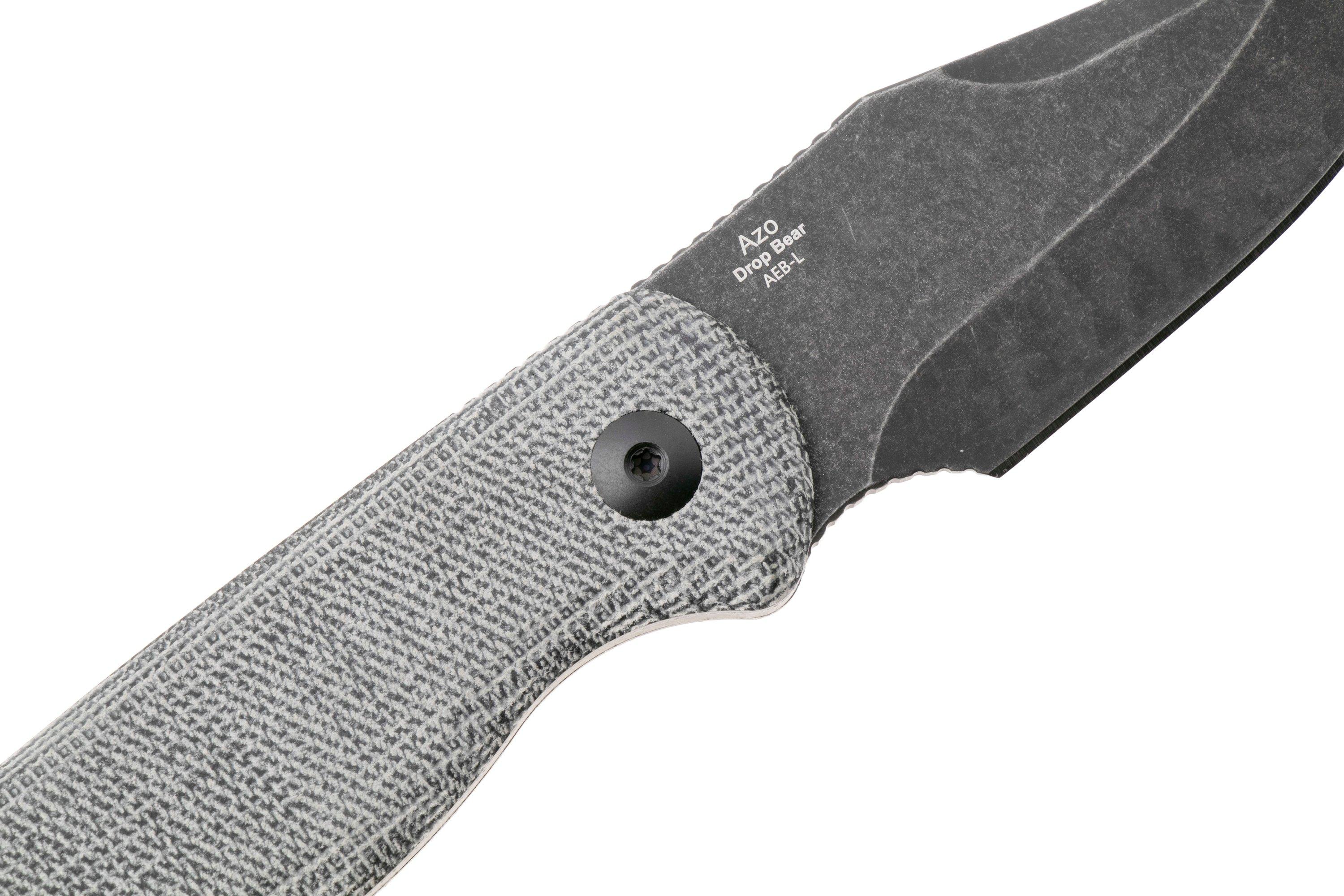 Kizer Drop Bear 1092A1 Blackwashed AEB-L, Black Micarta, fixed knife ...
