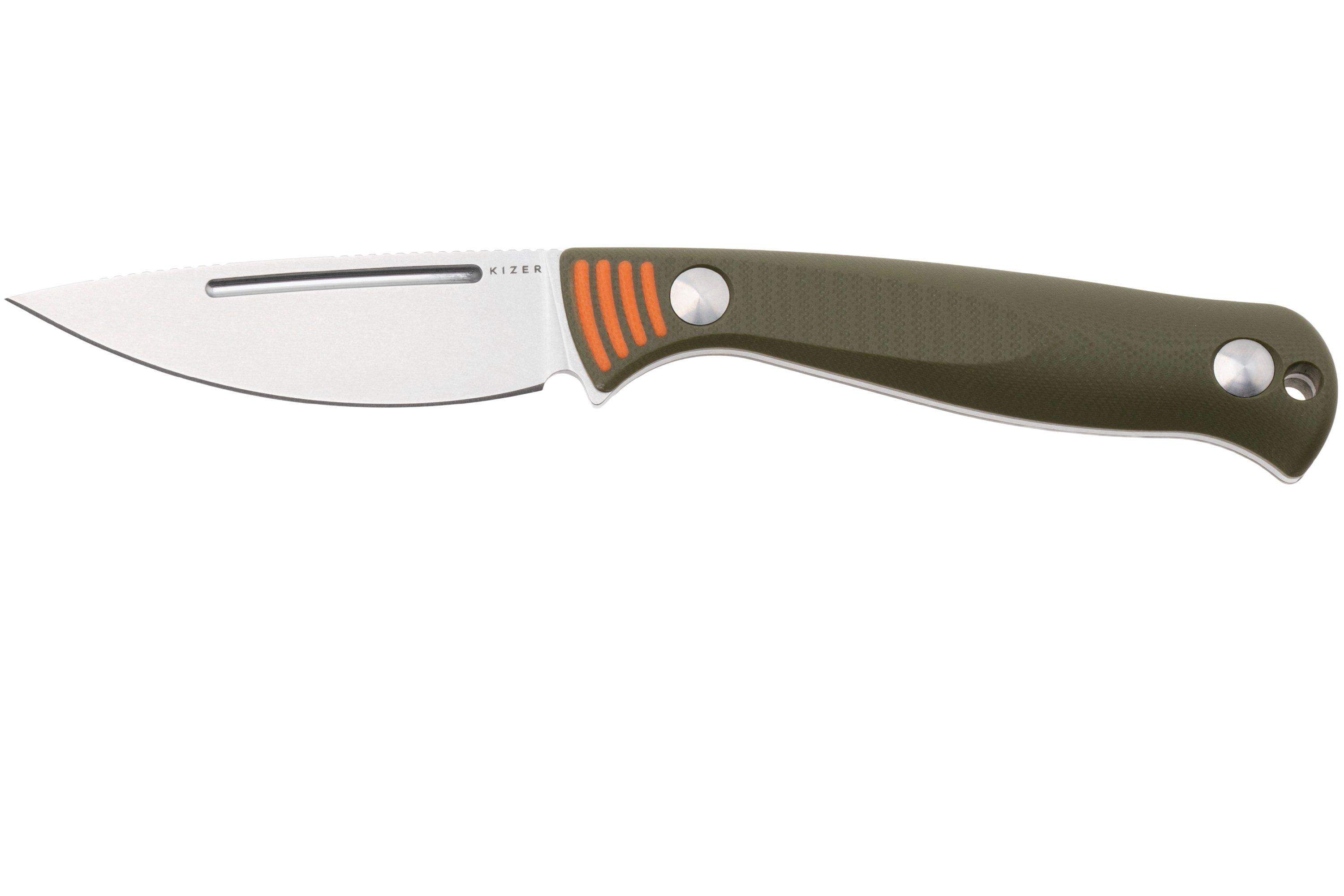 Kizer Vanguard Evenki 1, 1097A1 Stonewashed AEB-L, Green G10, faca fixa ...