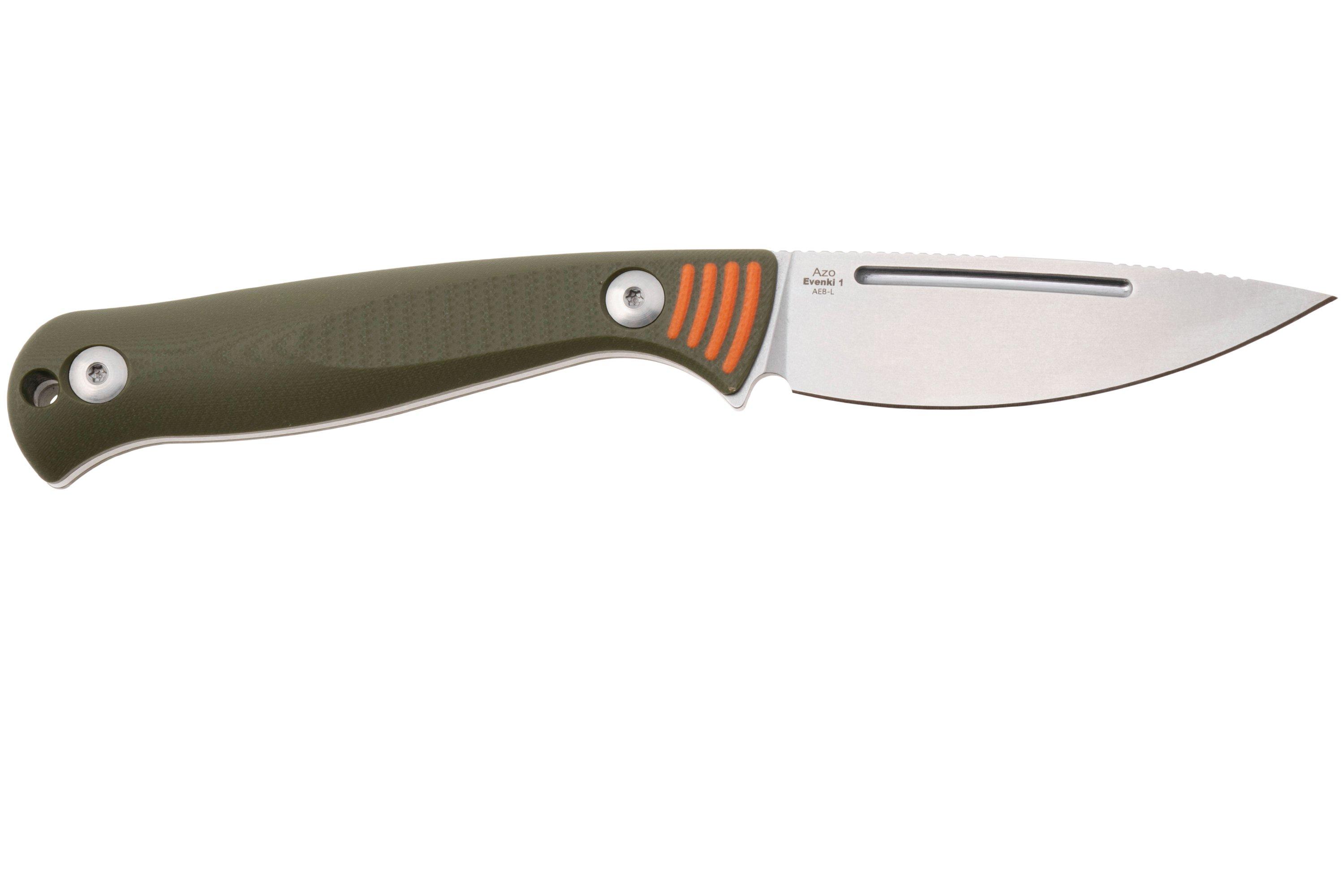 Kizer Vanguard Evenki 1, 1097A1 Stonewashed AEB-L, Green G10, fixed ...