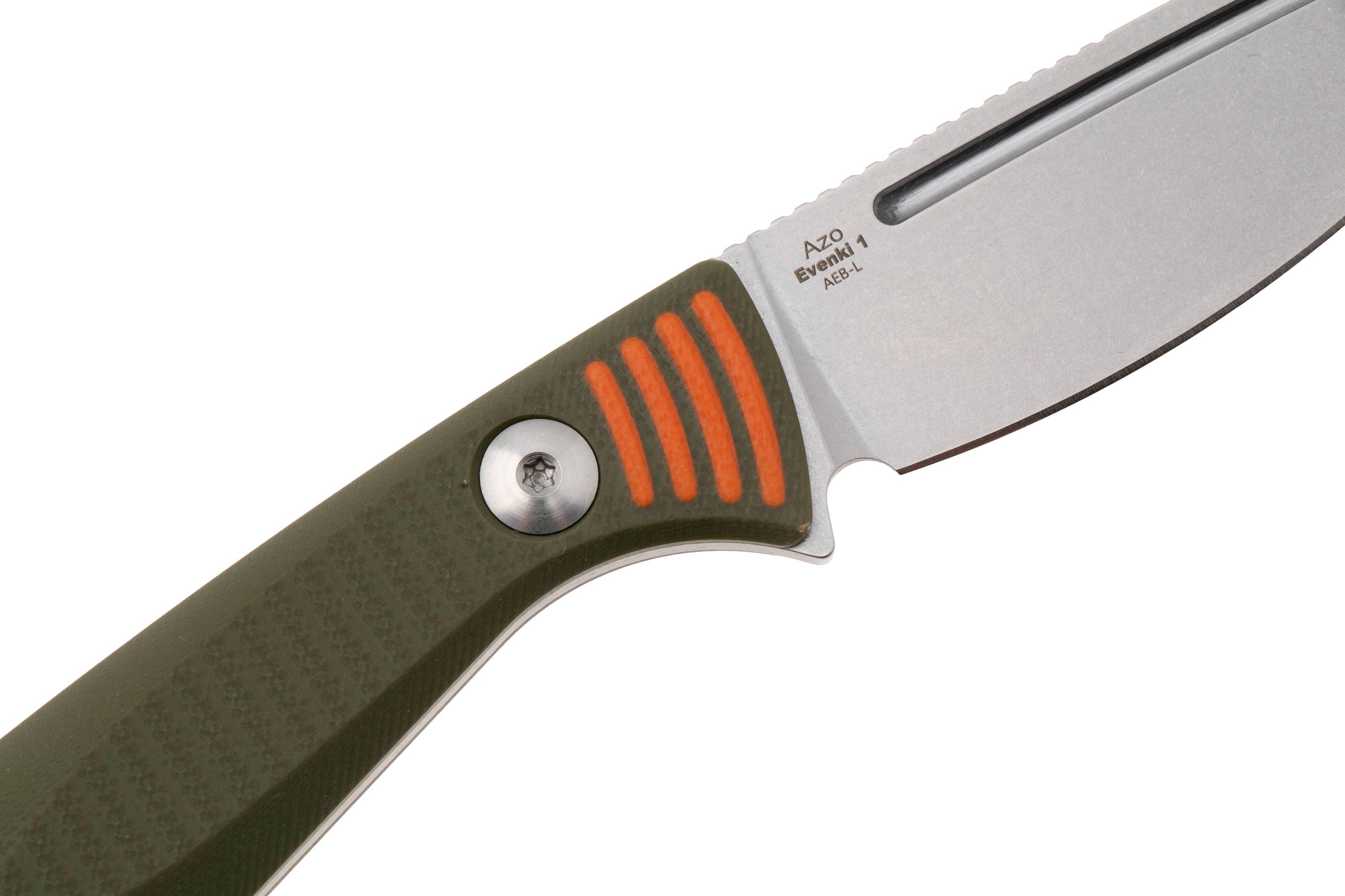 Kizer Vanguard Evenki 1, 1097A1 Stonewashed AEB-L, Green G10, fixed ...