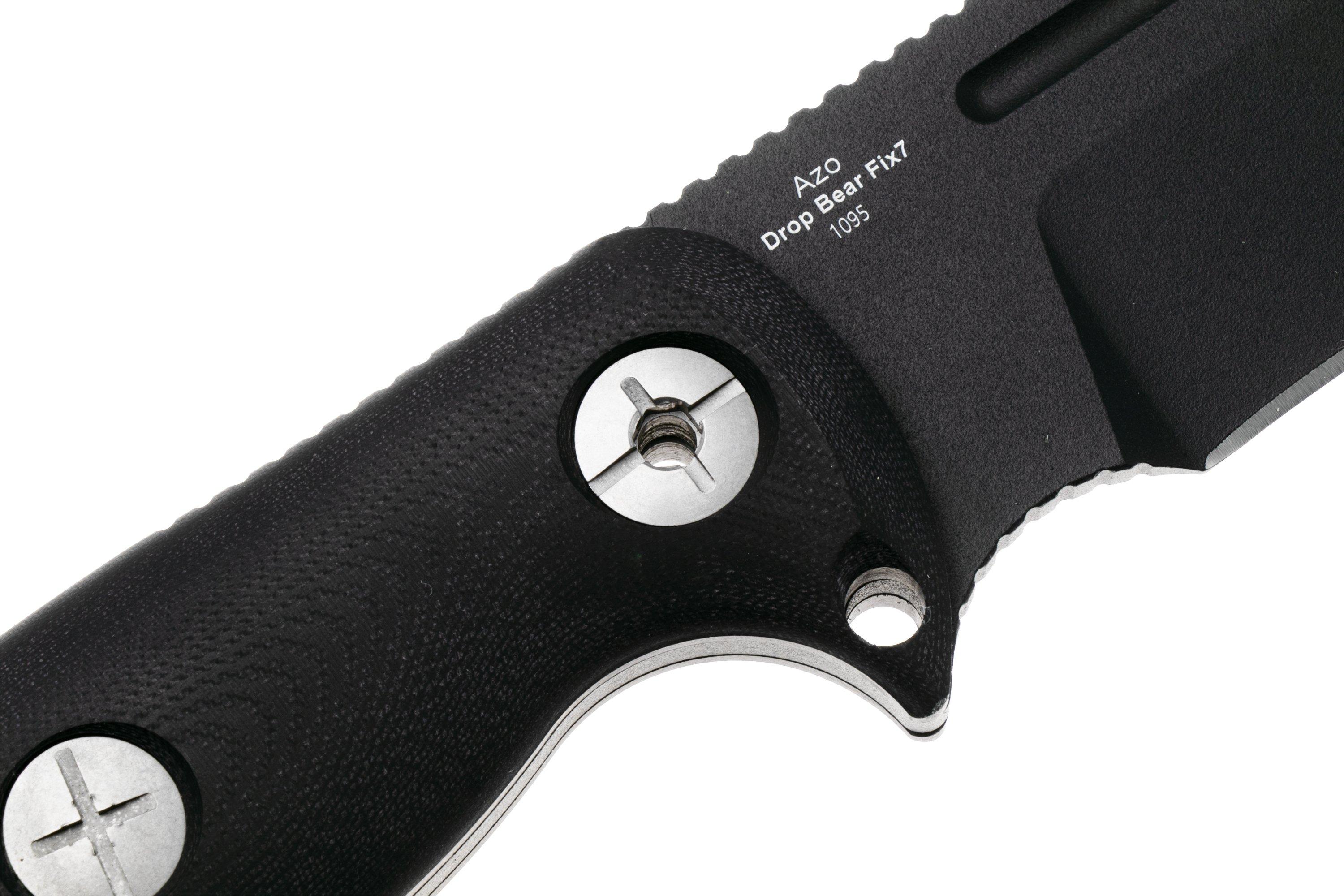 Kizer Drop Bear Fix 7, 1103A2, Black 1095 Carbon Steel, Black G10 ...