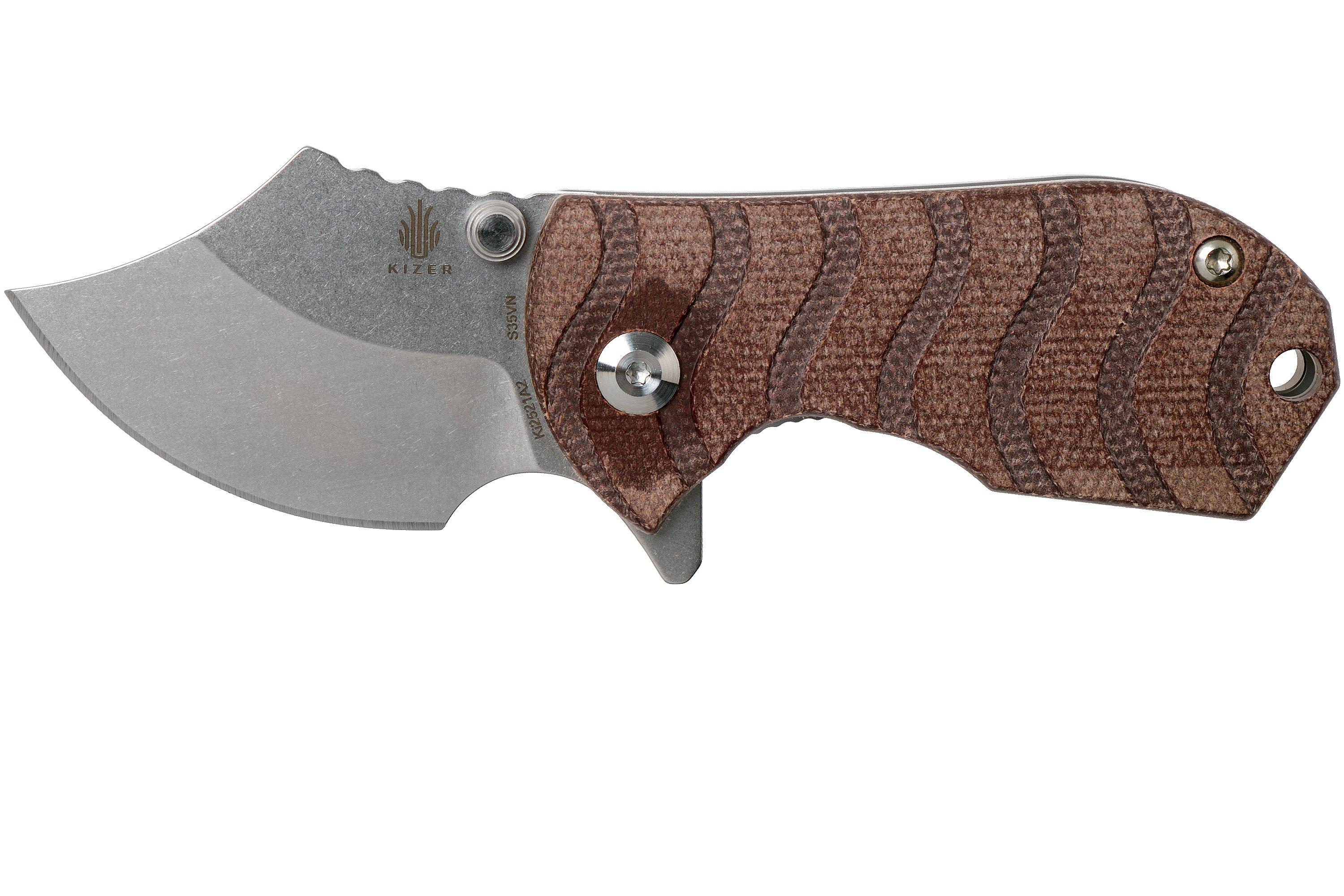 Kizer Flip Shank Ki2521A2 Brown Micarta pocket knife, Alex Shunnarah ...