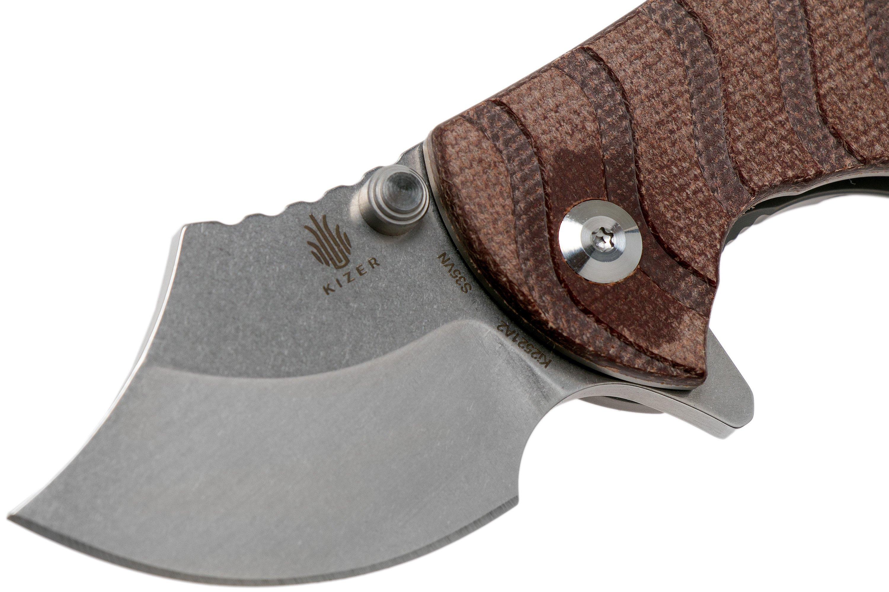 Kizer Flip Shank Ki2521A2 Brown Micarta pocket knife, Alex Shunnarah ...