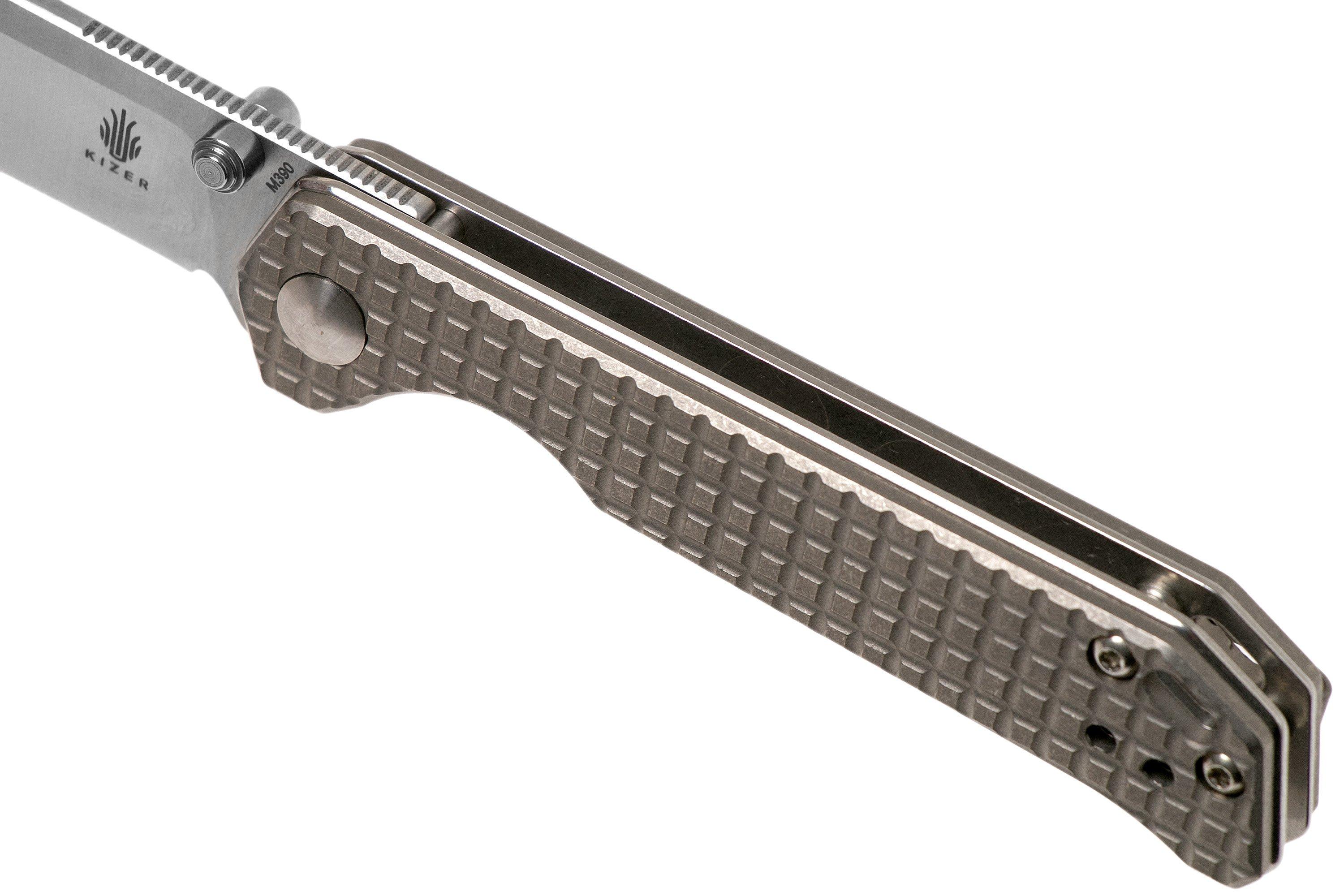 Kizer Begleiter Mini Droppoint KI3458RA2, M390, titanium, zakmes, Azo ...