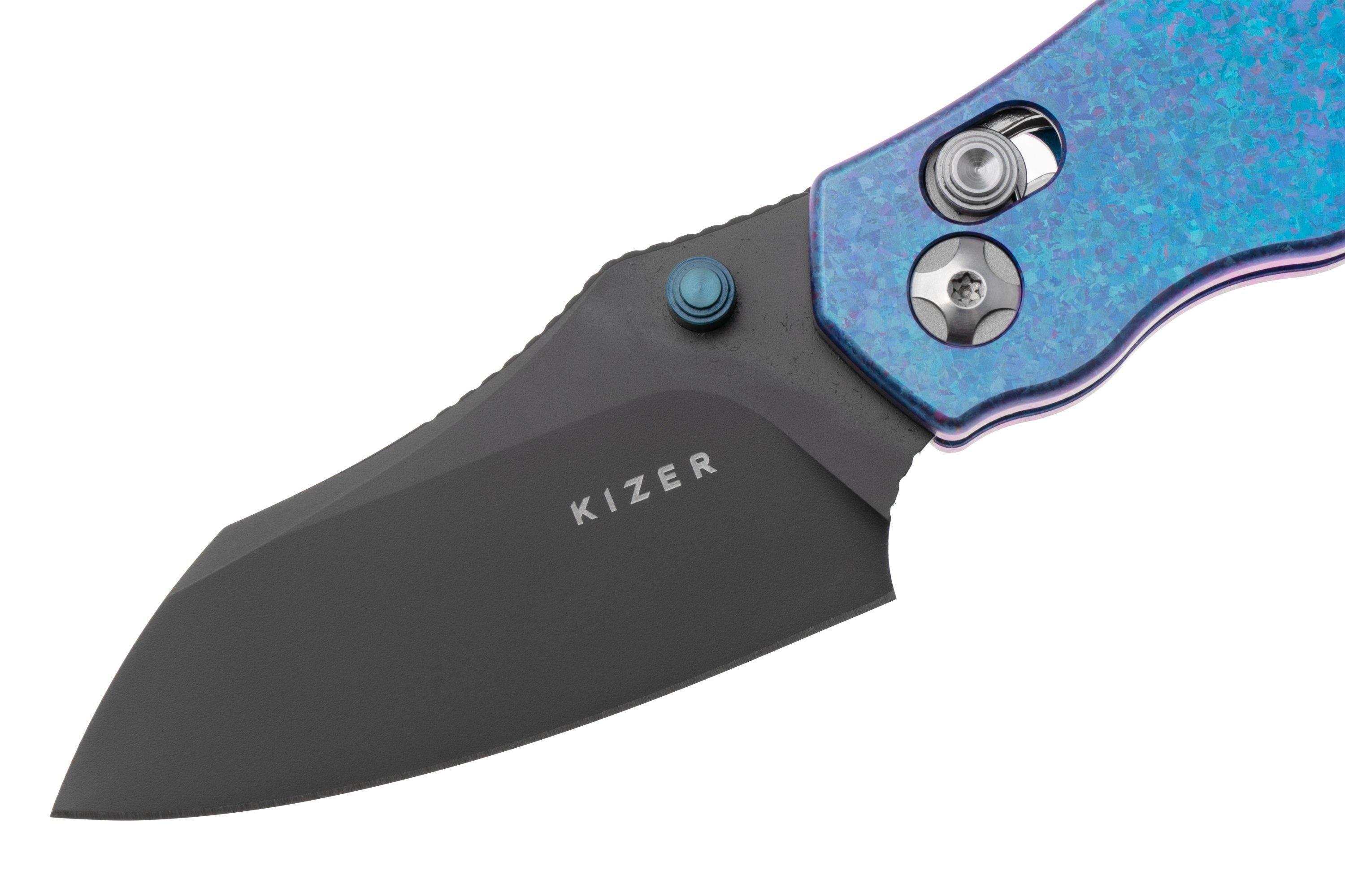 Kizer Mini Bulldog KI3672SA1 Polished DLC S45VN, Blue Purple Titanium ...