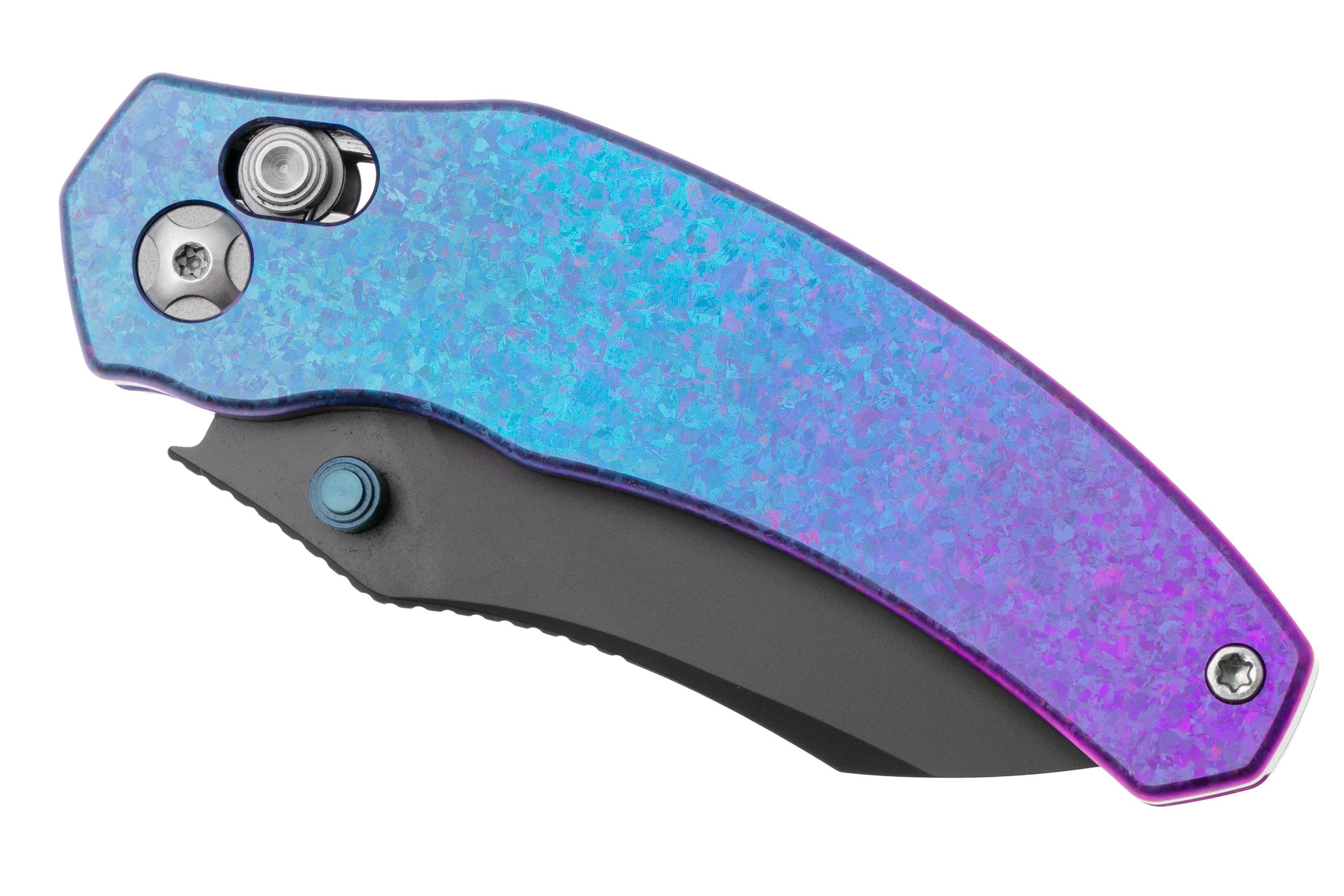 Kizer Mini Bulldog KI3672SA1 Polished DLC S45VN, Blue Purple Titanium ...