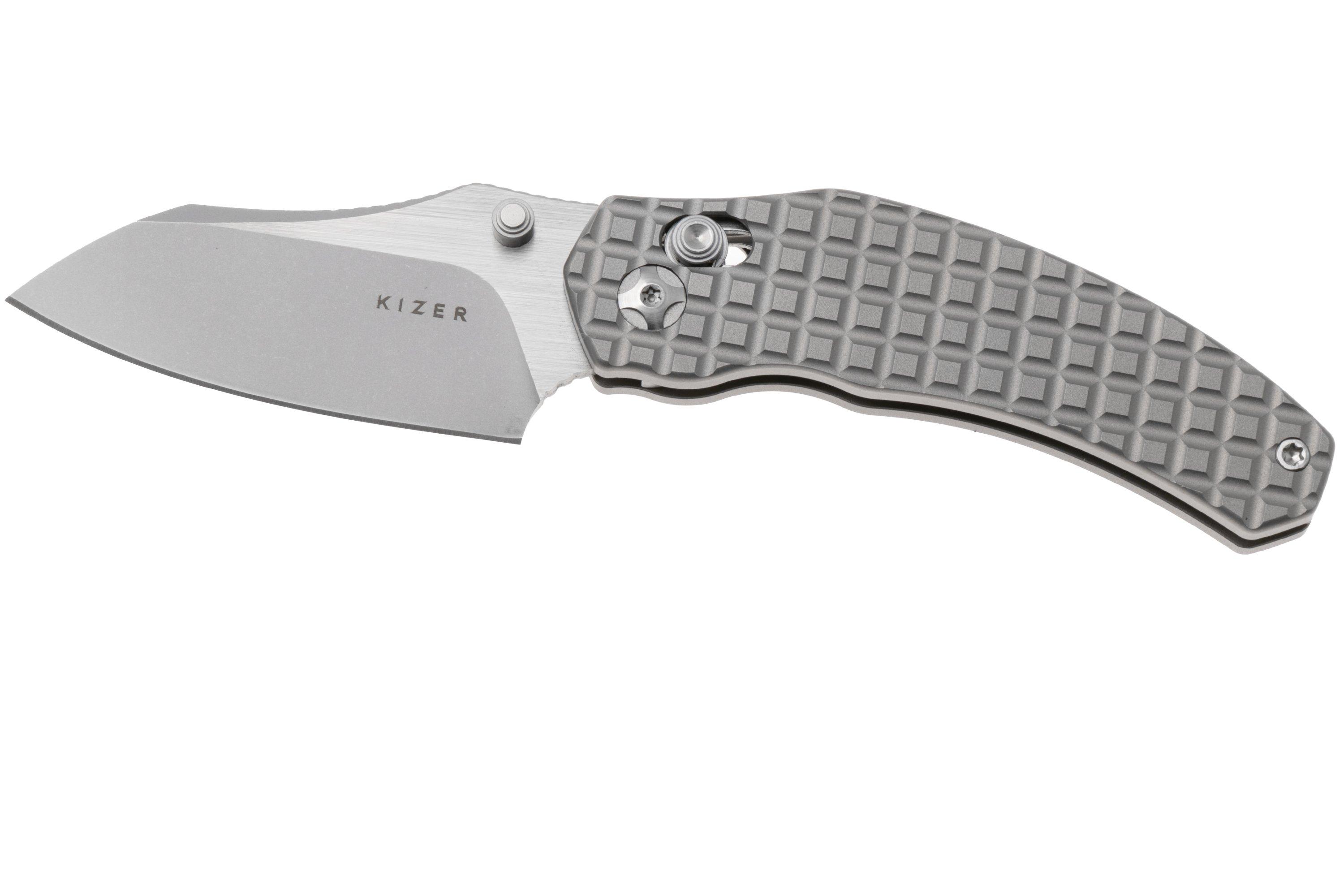 Kizer Mini Bulldog KI3672SA2 Two-Tone S45VN, Textured Titanium, navalha ...