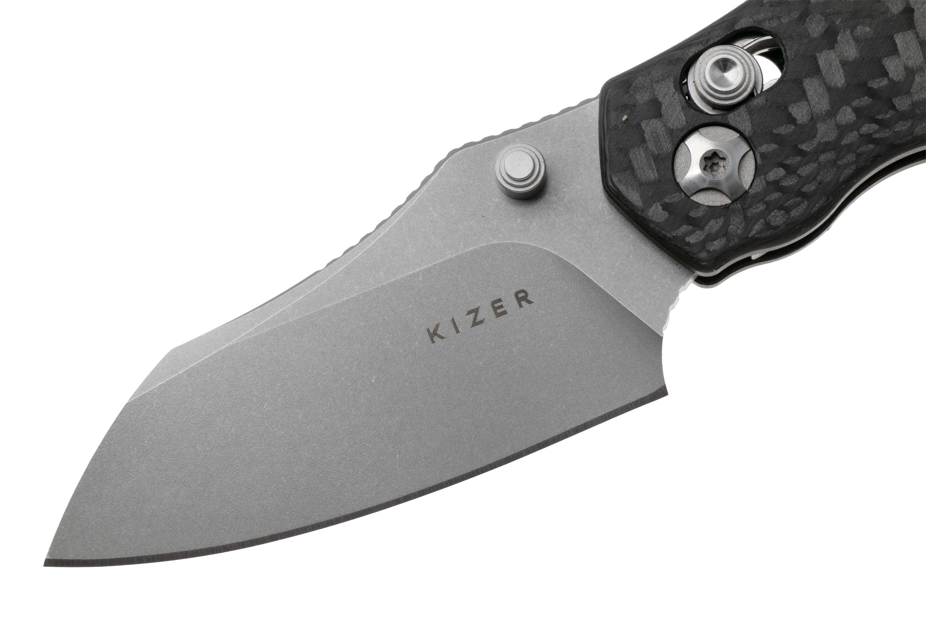 Kizer Mini Bulldog KI3672SA3 Stonewashed S45VN, Carbonfiber, navalha, O ...