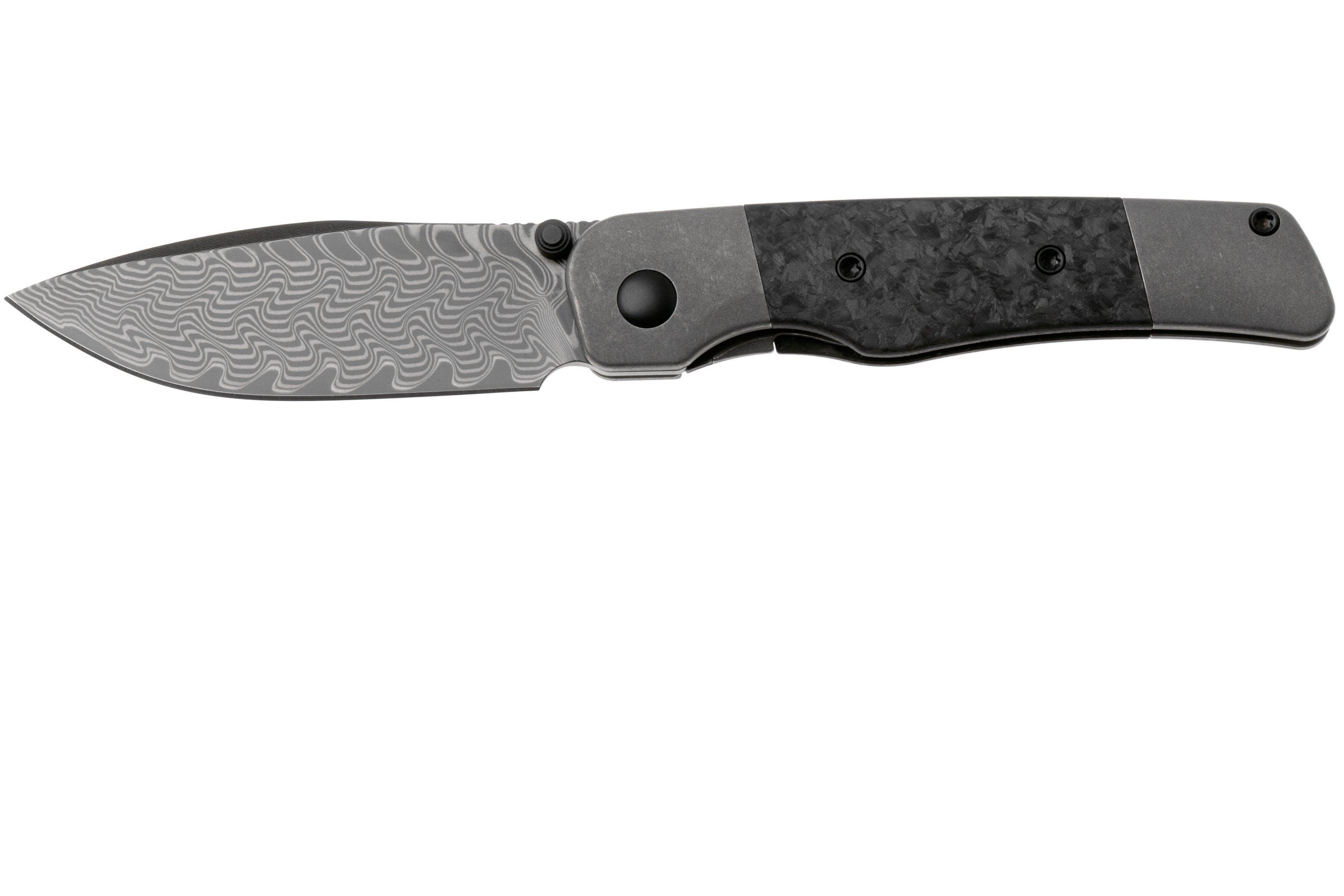 Kizer Coywolf KI3685A1 Acid Washed Damascus, Titanium & Carbon Fiber ...