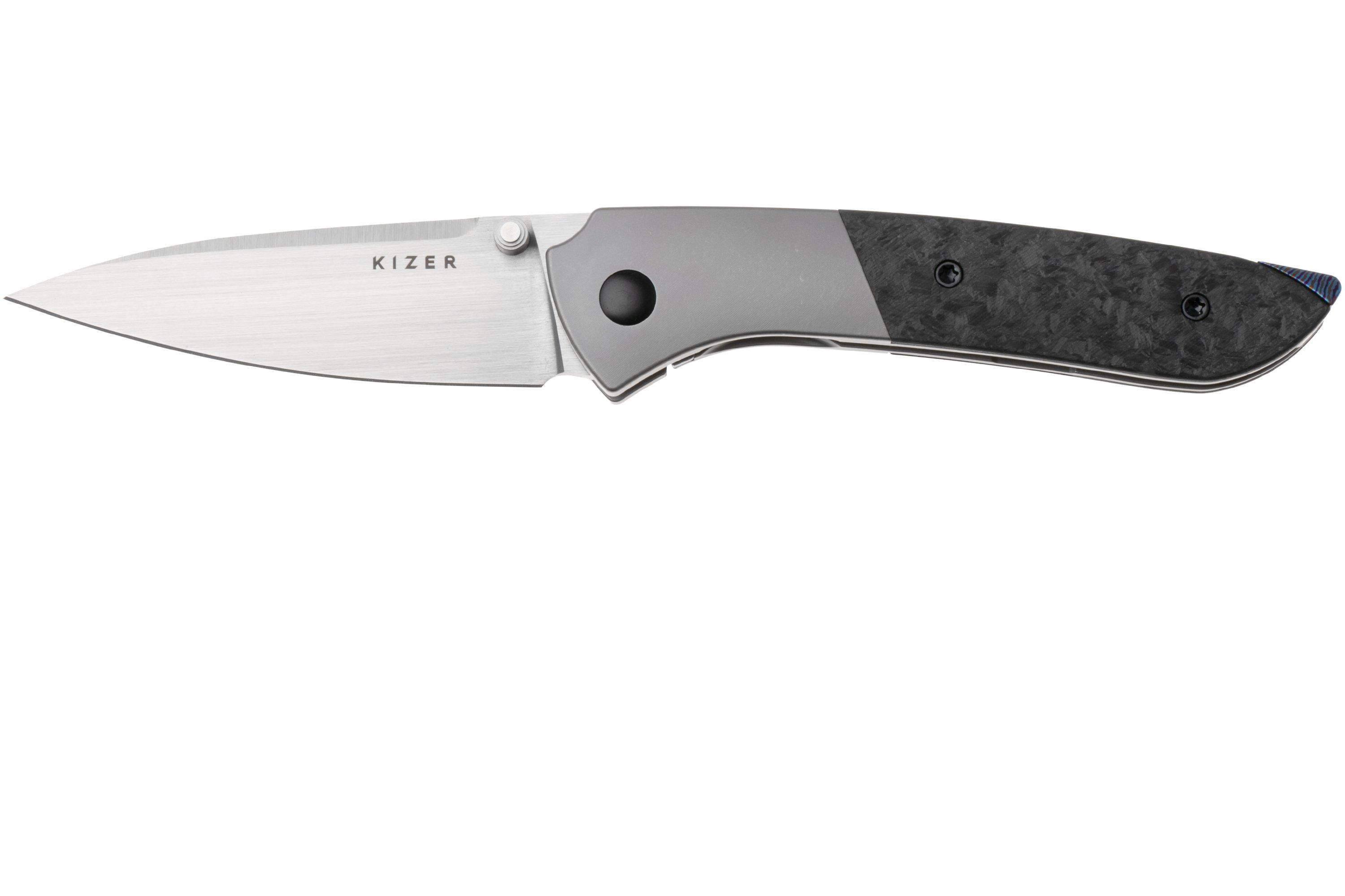 Kizer Spitfire KI3690A1 Satin S35VN, Titanium Carbonfiber, Timascus ...