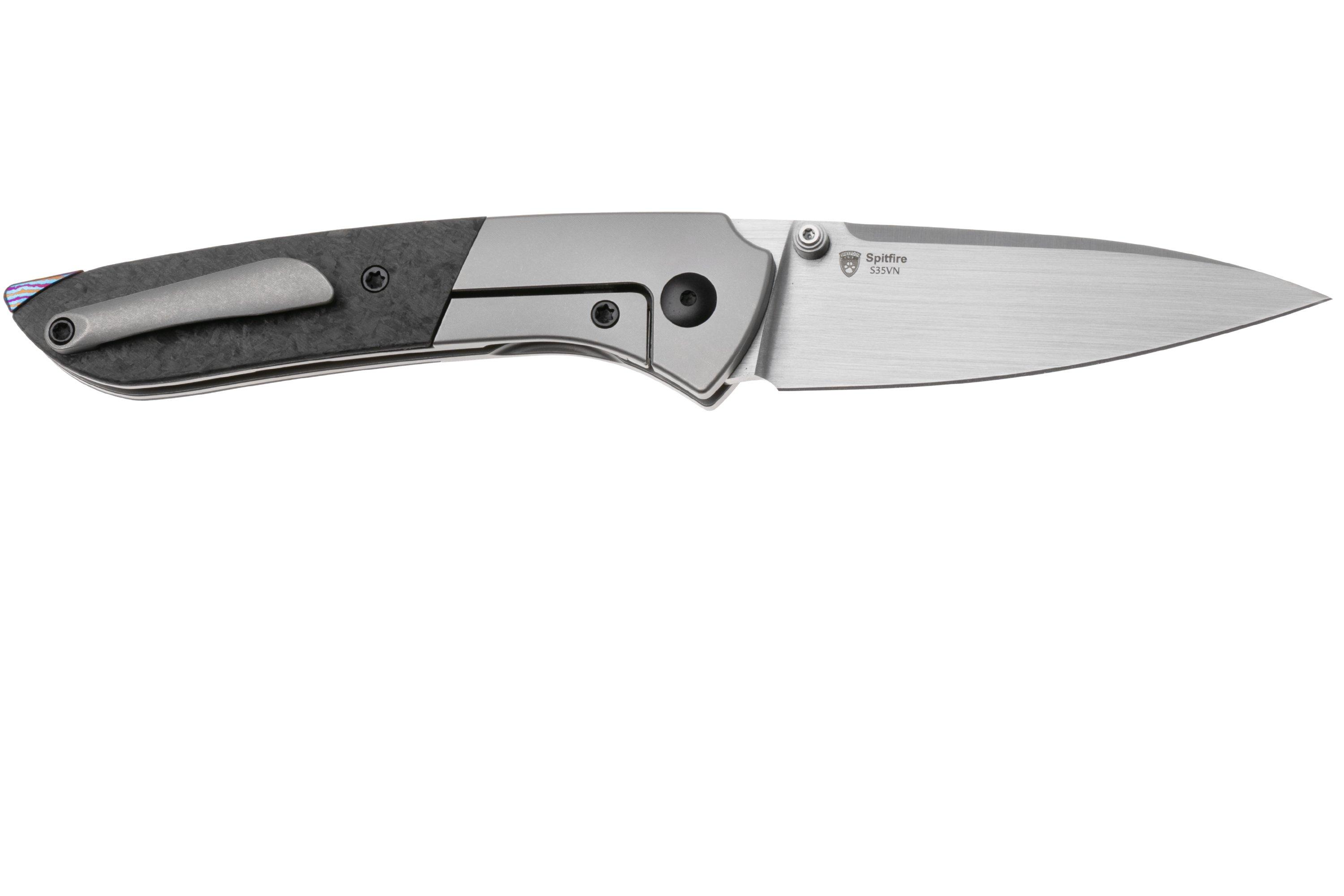 Kizer Spitfire KI3690A1 Satin S35VN, Titanium Carbonfiber, Timascus ...