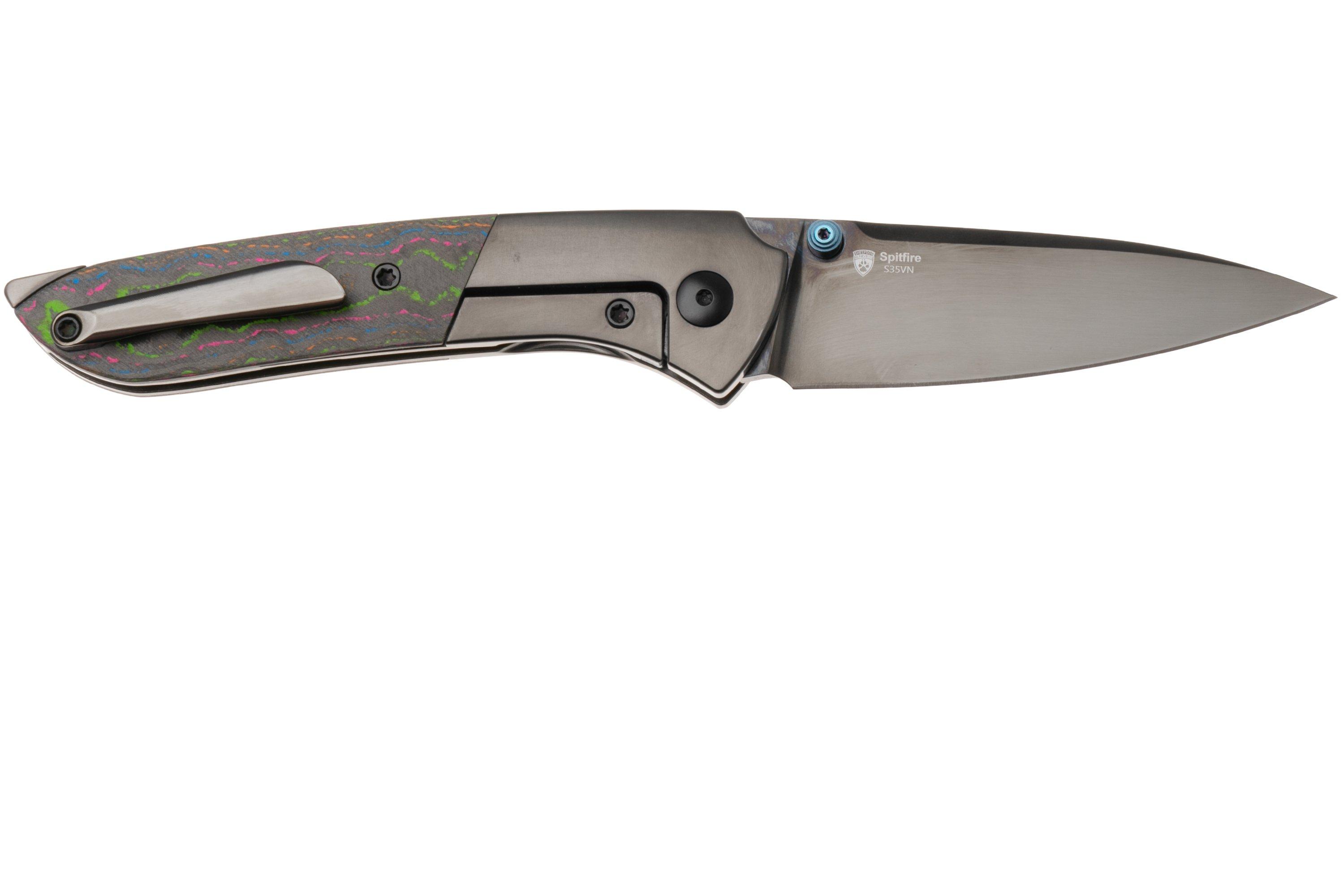 Kizer Spitfire KI3690A2 Polished DLC S35VN, Black Titanium 80's Camo ...