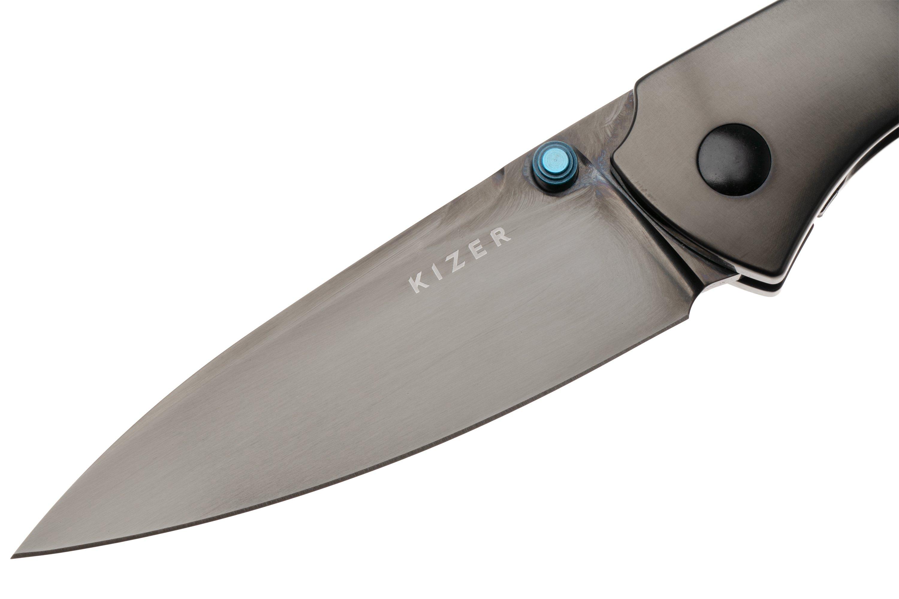 Kizer Spitfire KI3690A2 Polished DLC S35VN, Black Titanium 80's Camo ...