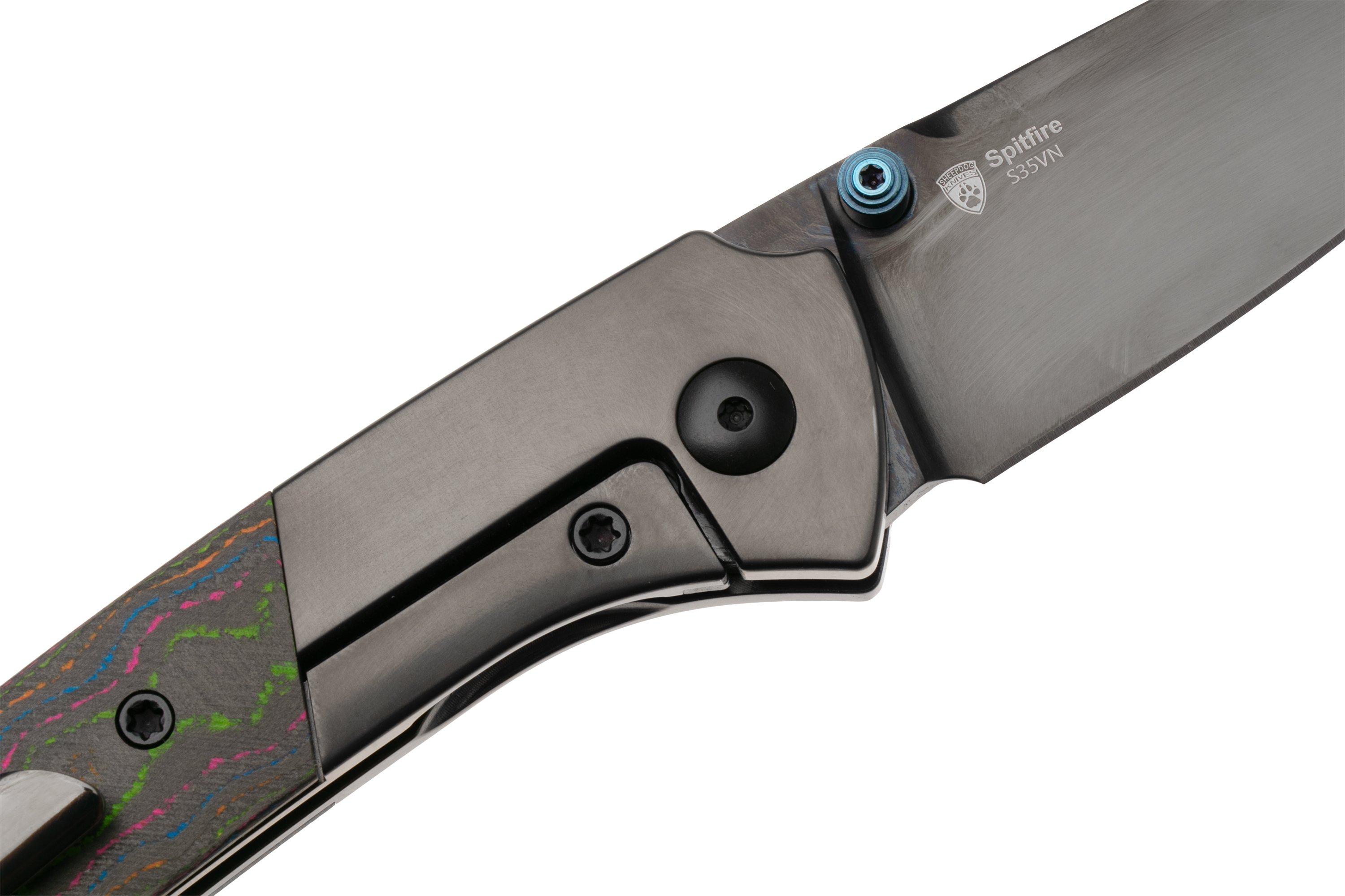 Kizer Spitfire KI3690A2 Polished DLC S35VN, Black Titanium 80's Camo ...