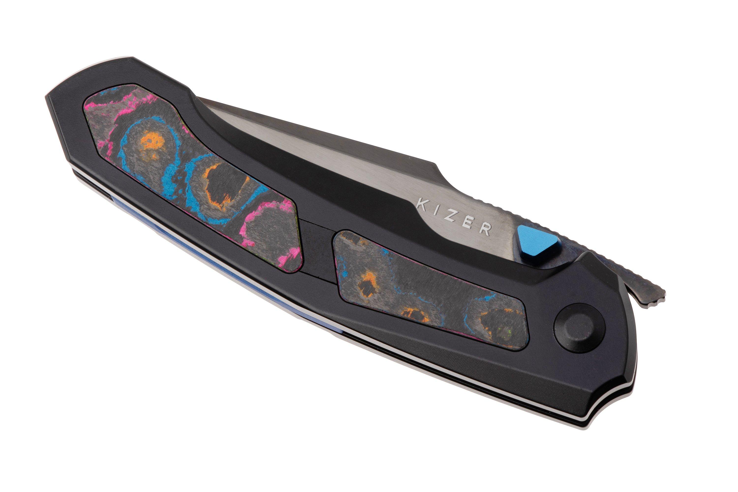 Kizer Feweed KI3694A3 Polished DLC CPM S45VN, Titanium Camo Carbon 80's ...