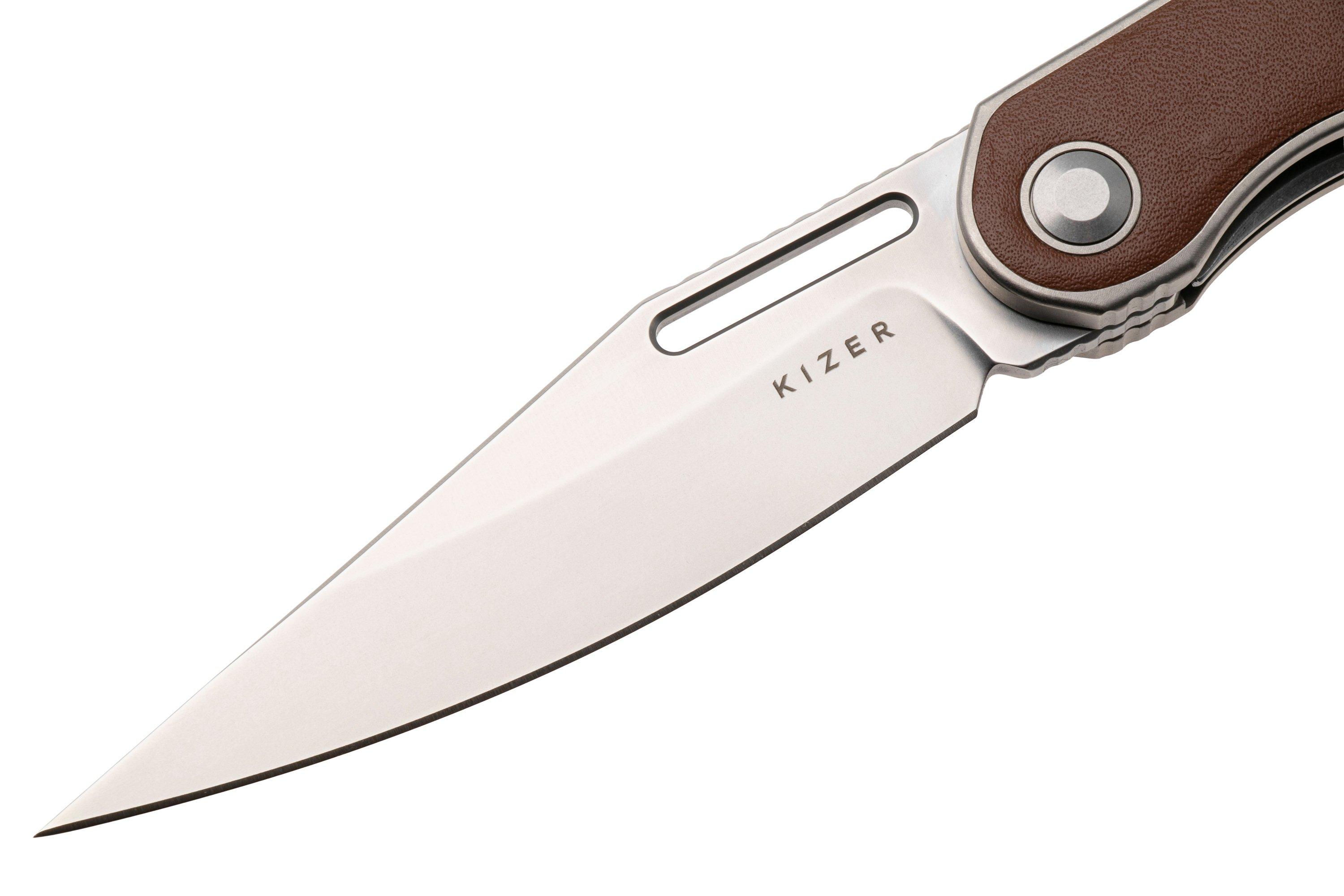 Kizer Raze KI3720A2 Bubble Stonewashed S45VN, Titanium Leather Inlay ...