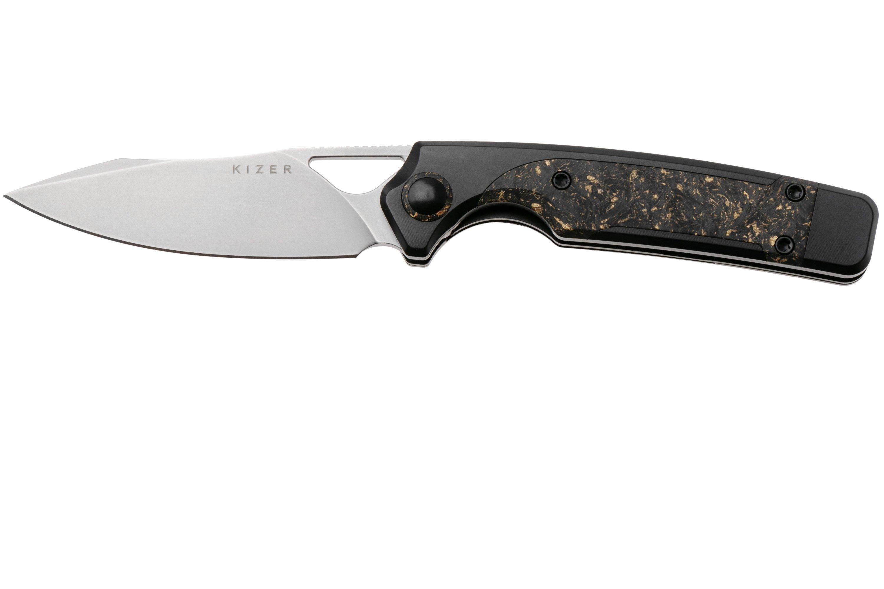 Kizer Ara KI3729A1, Bubble Stonewashed CPM S45VN, Titanium / Gold Flake ...