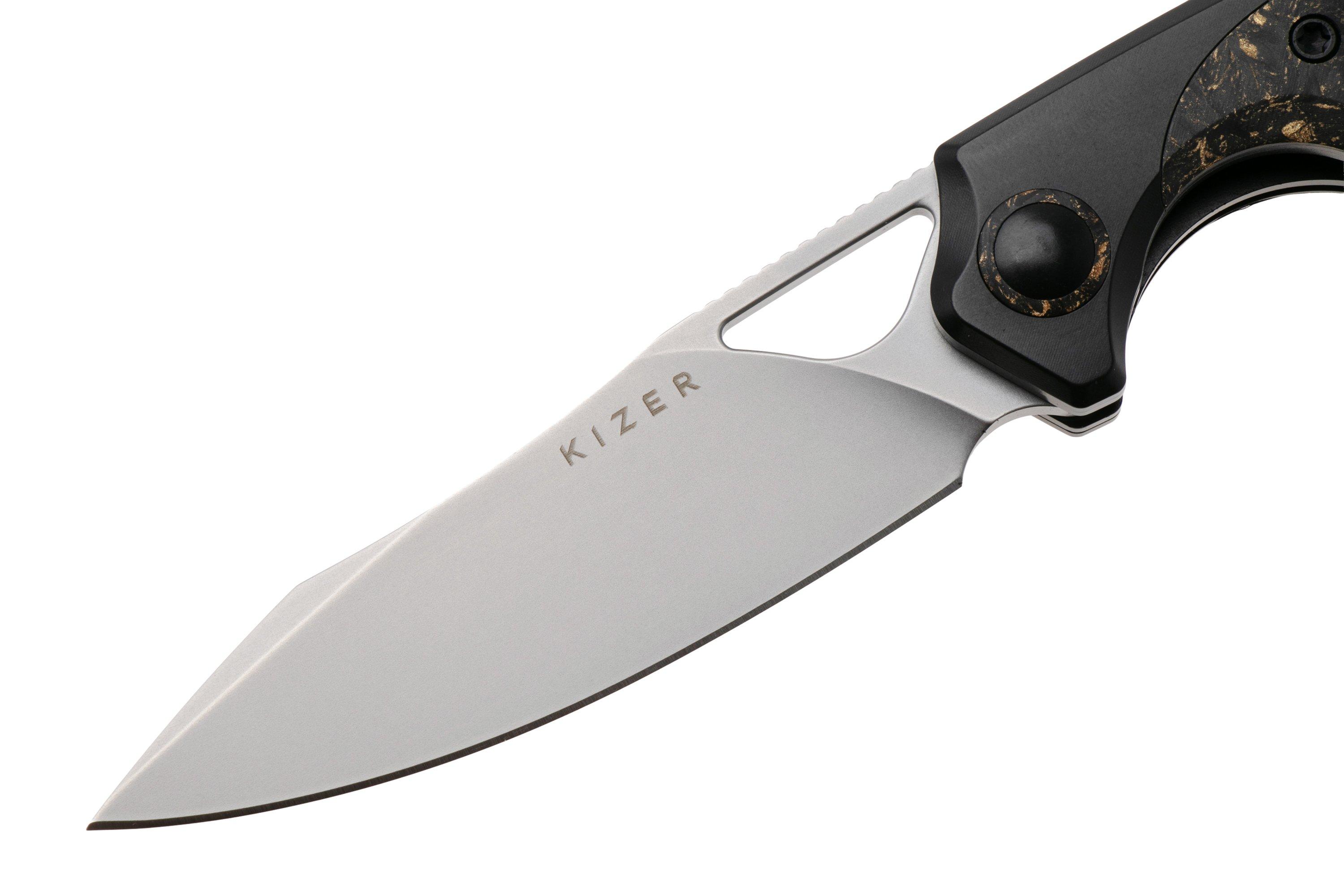 Kizer Ara KI3729A1, Bubble Stonewashed CPM S45VN, Titanium / Gold Flake ...