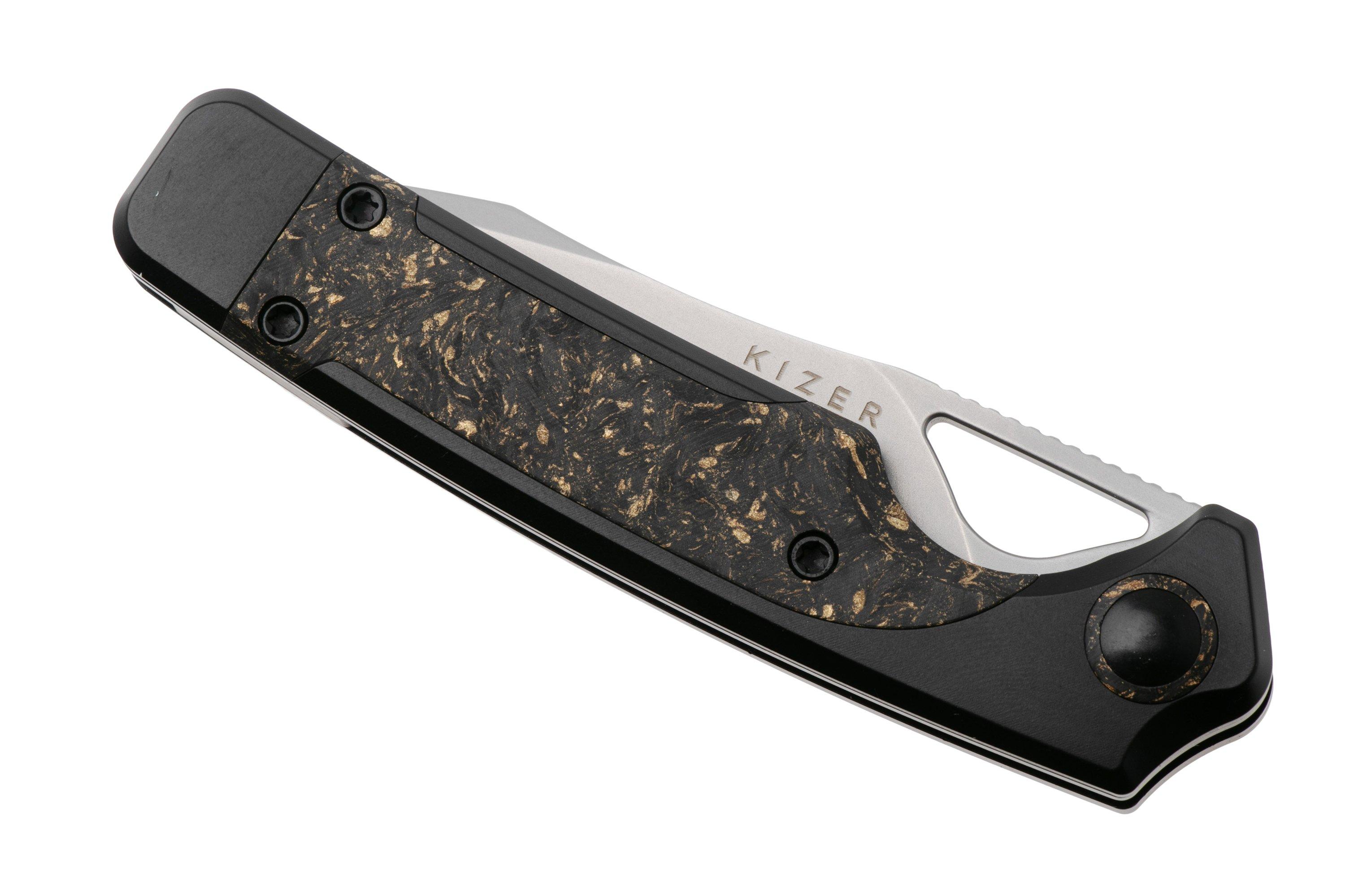 Kizer Ara KI3729A1, Bubble Stonewashed CPM S45VN, Titanium / Gold Flake ...